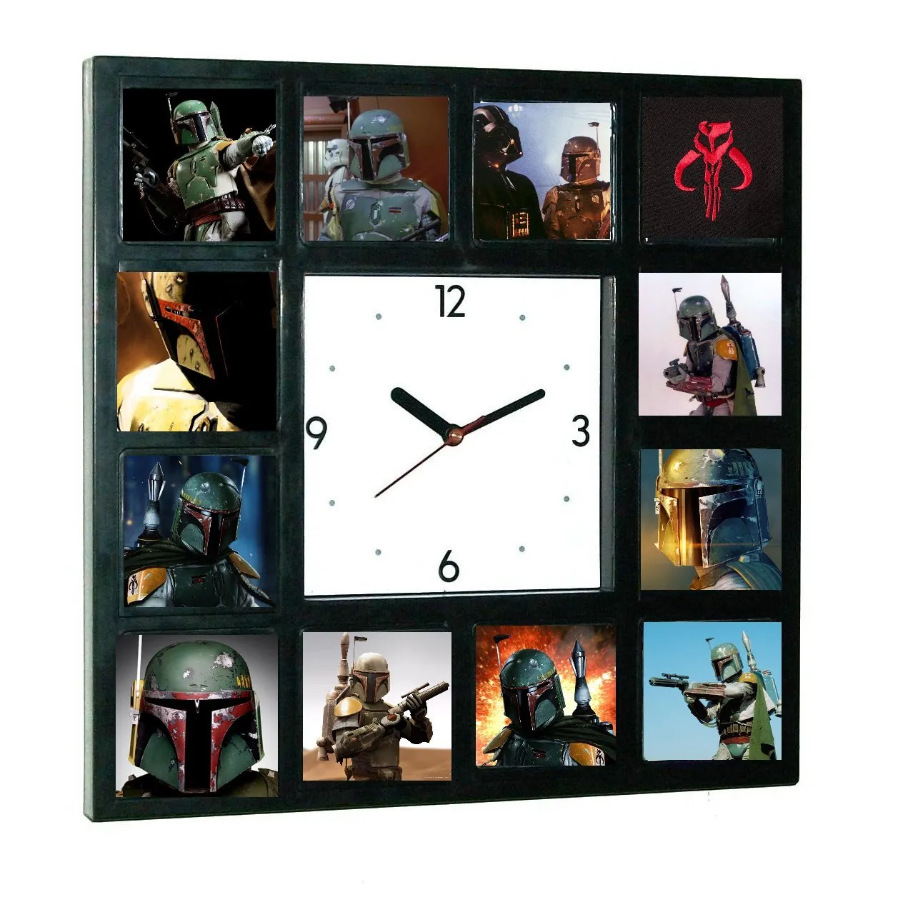 Star Wars The Mandalorian Bounty Hunter faces of Boba Fett Clock with ...