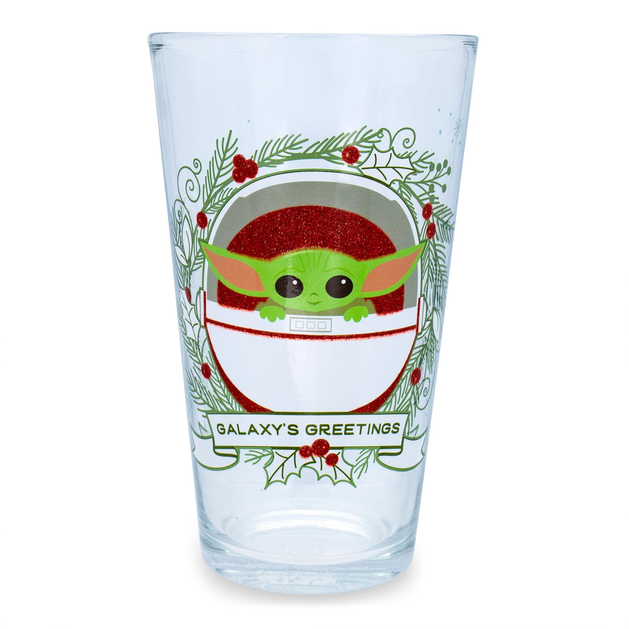 Star Wars: The Mandalorian Grogu Holiday Pint Glass | Holds 16 Ounces ...
