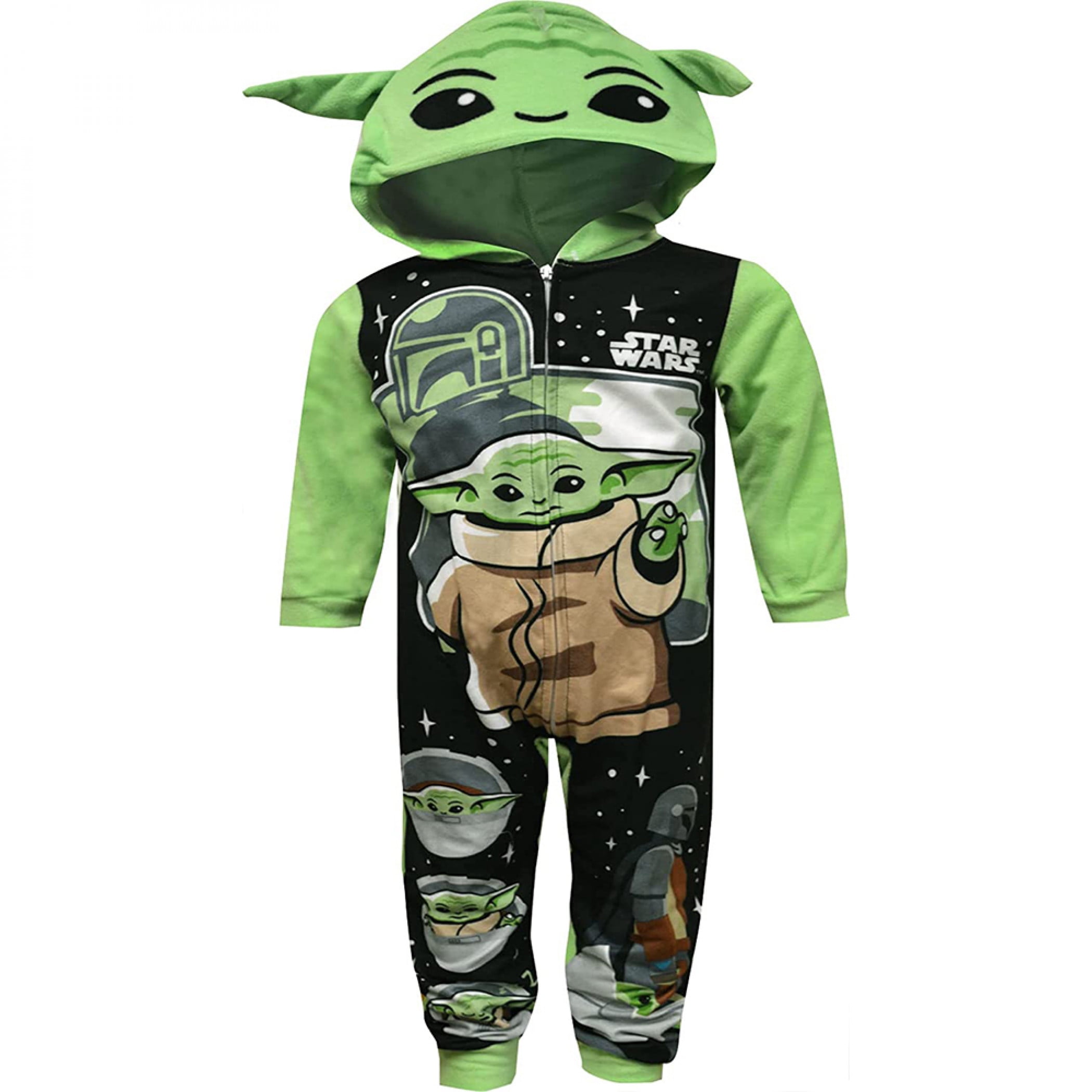 Star Wars The Mandalorian Grogu Youth Hooded Sleeper Pajamas-Size 8 ...