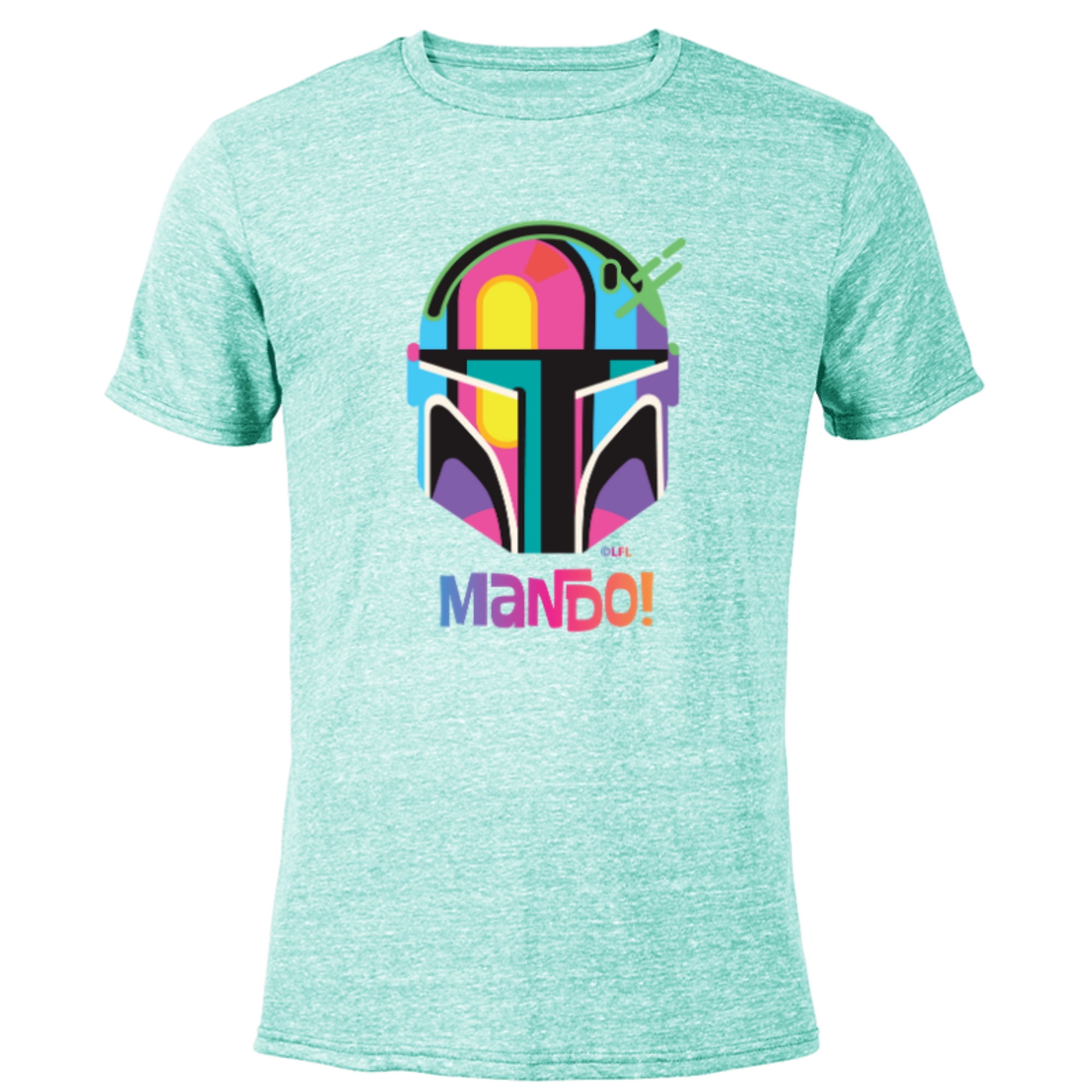 Star Wars The Mandalorian Mando Helmet Neon - Short Sleeve Blended T ...