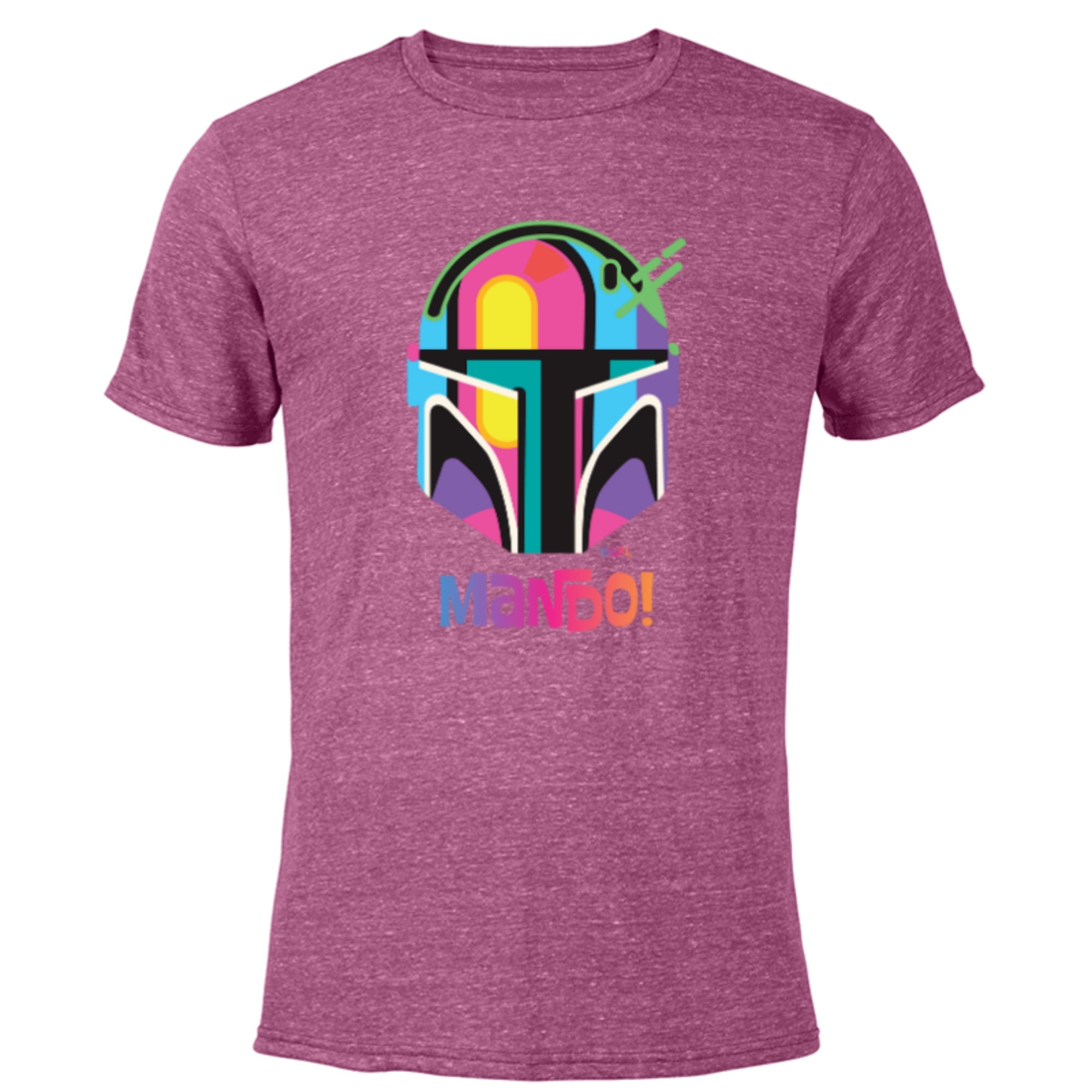 Star Wars The Mandalorian Mando Helmet Neon - Short Sleeve Blended T ...