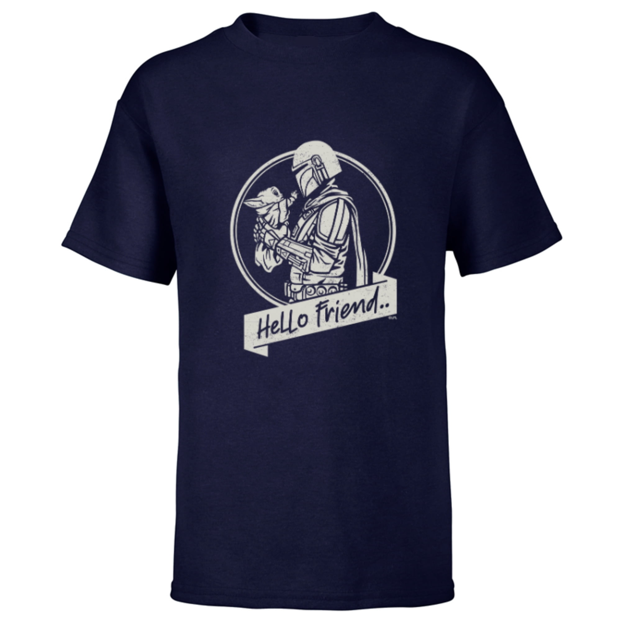 Star Wars The Mandalorian Mando and Grogu Hello Friend - Short Sleeve T ...