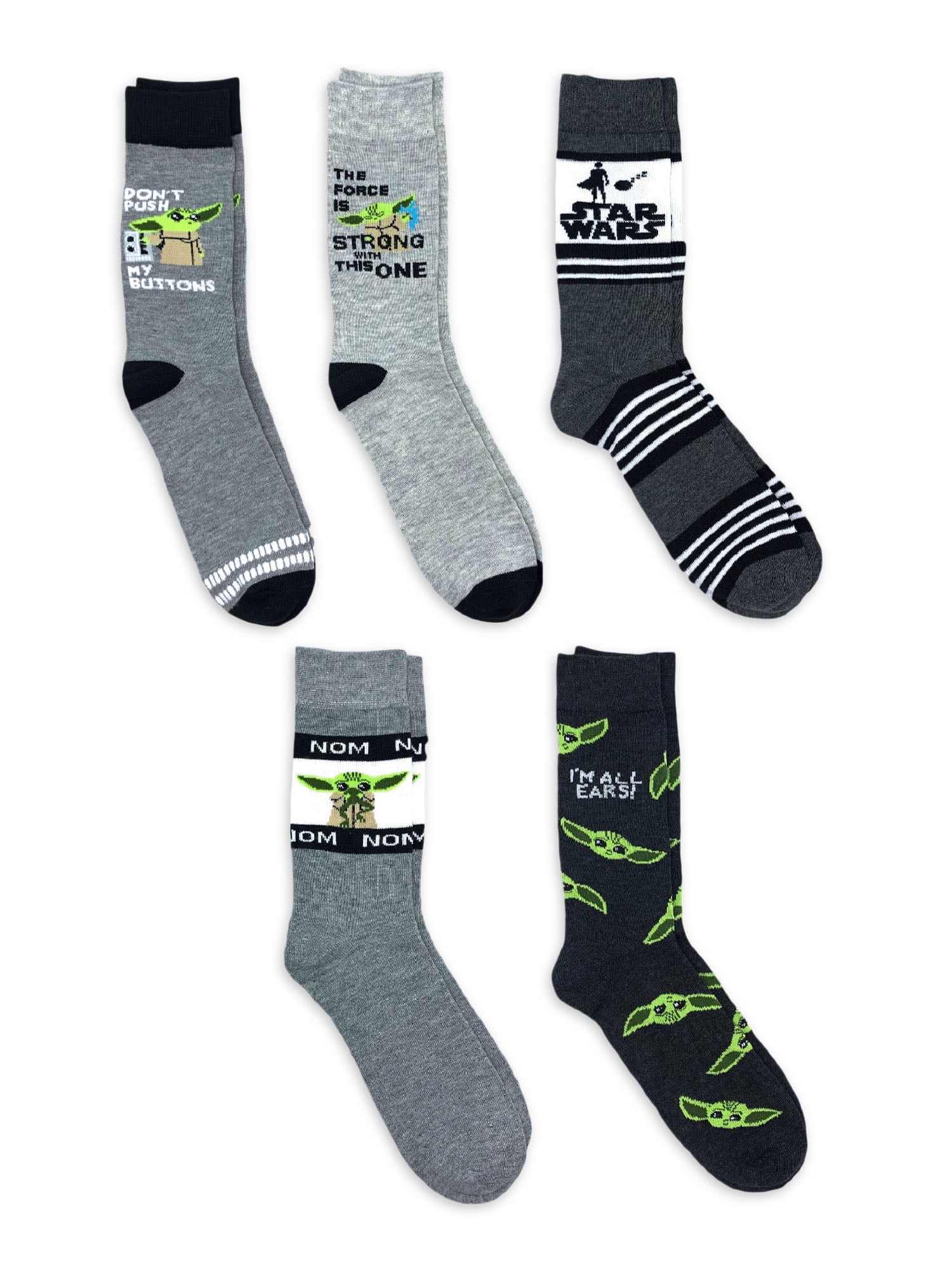 Star Wars The Mandalorian, Mens Crew Socks, 5-Pack, Size 6.5-12 ...