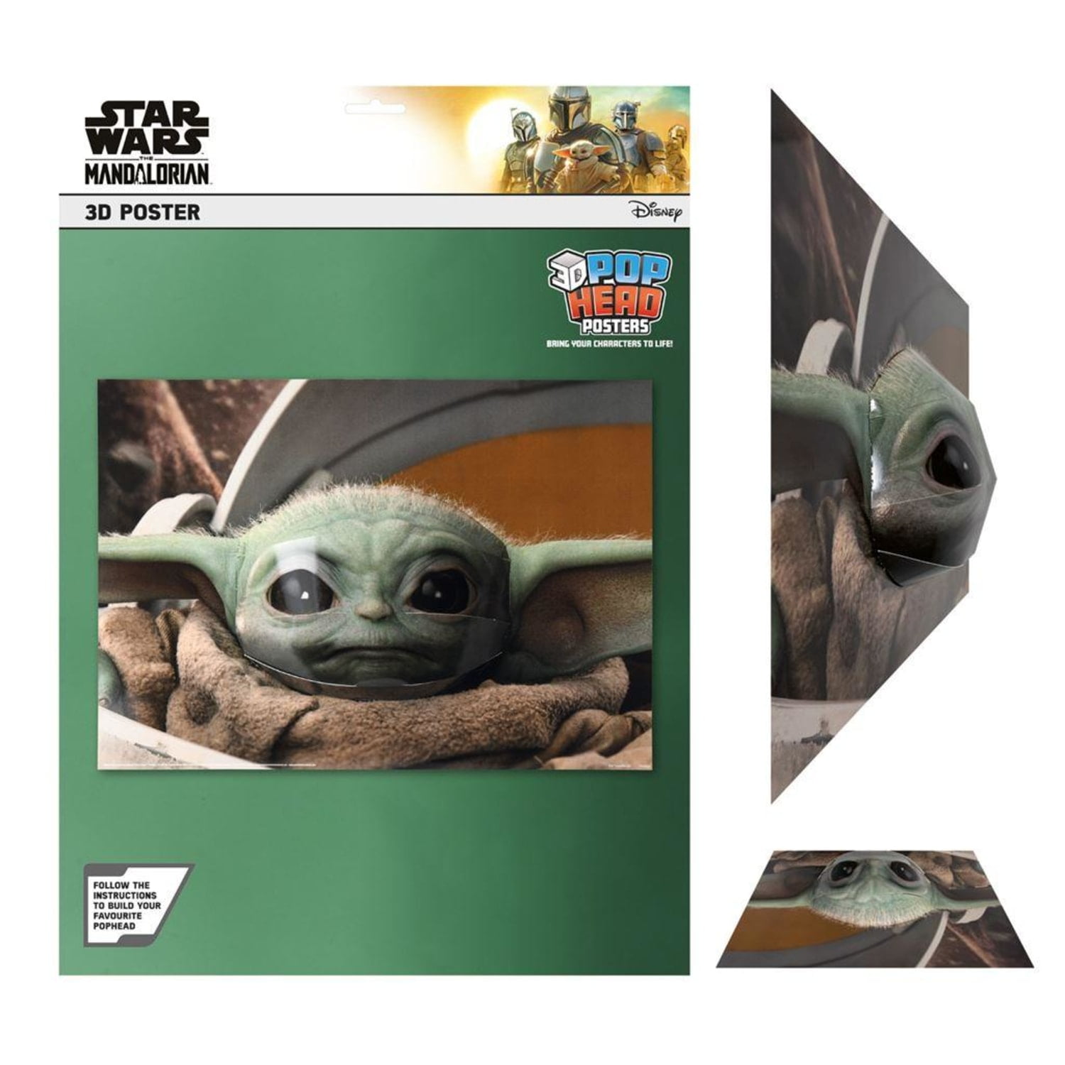 Star Wars The Mandalorian Pop Heads 3D Grogu Poster - Walmart.com