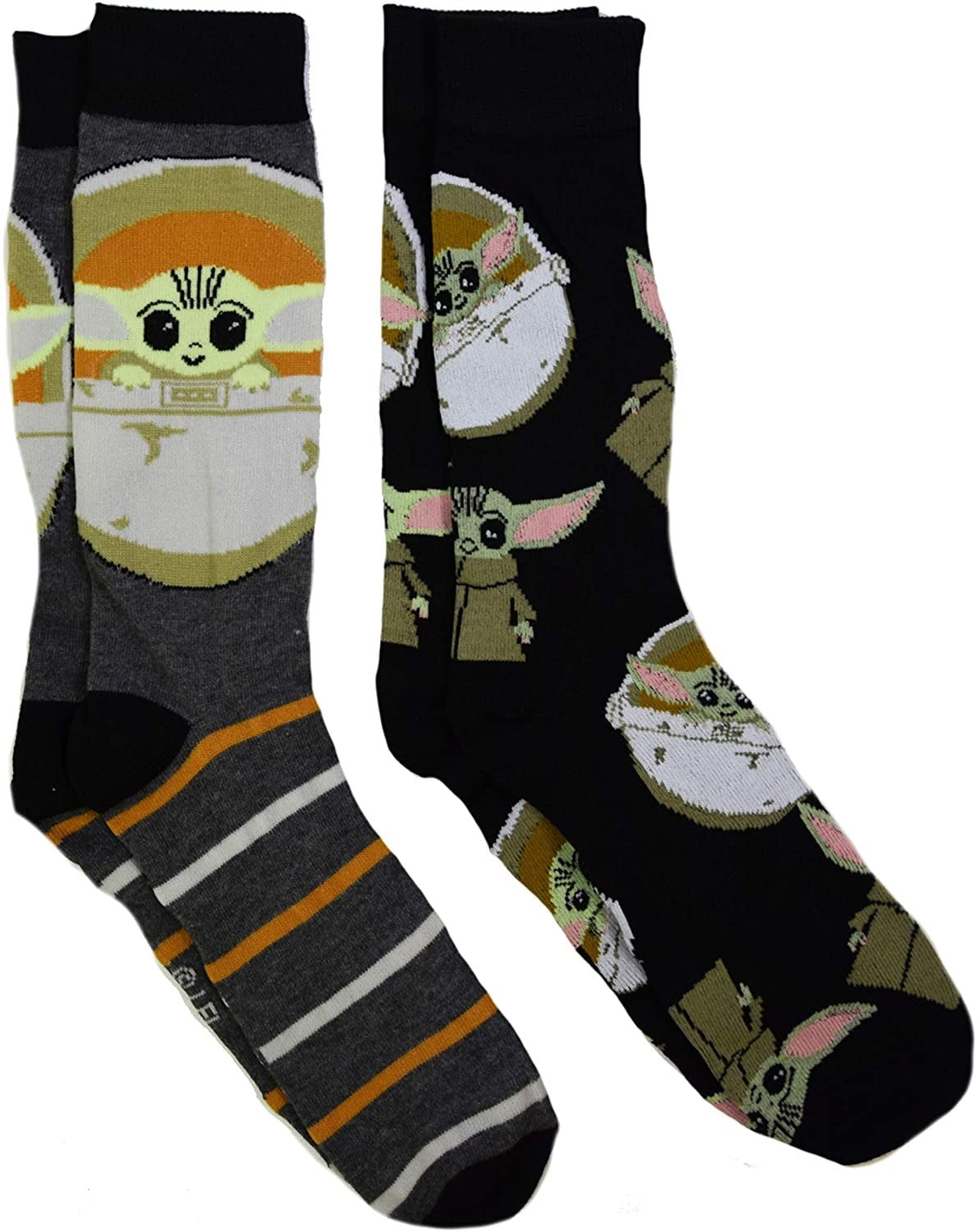 Star Wars The Mandalorian The Child Men's 2 Pack Crew Socks (Pod ...