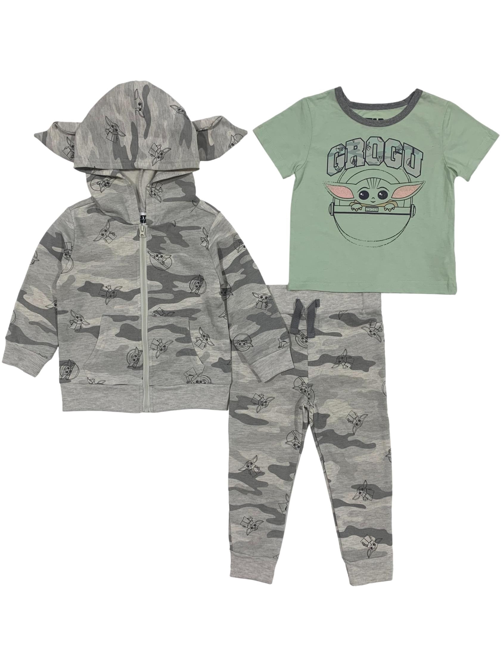 Star Wars The Mandalorian Toddler Boys' Baby Yoda Outfit: Hoodie, T ...