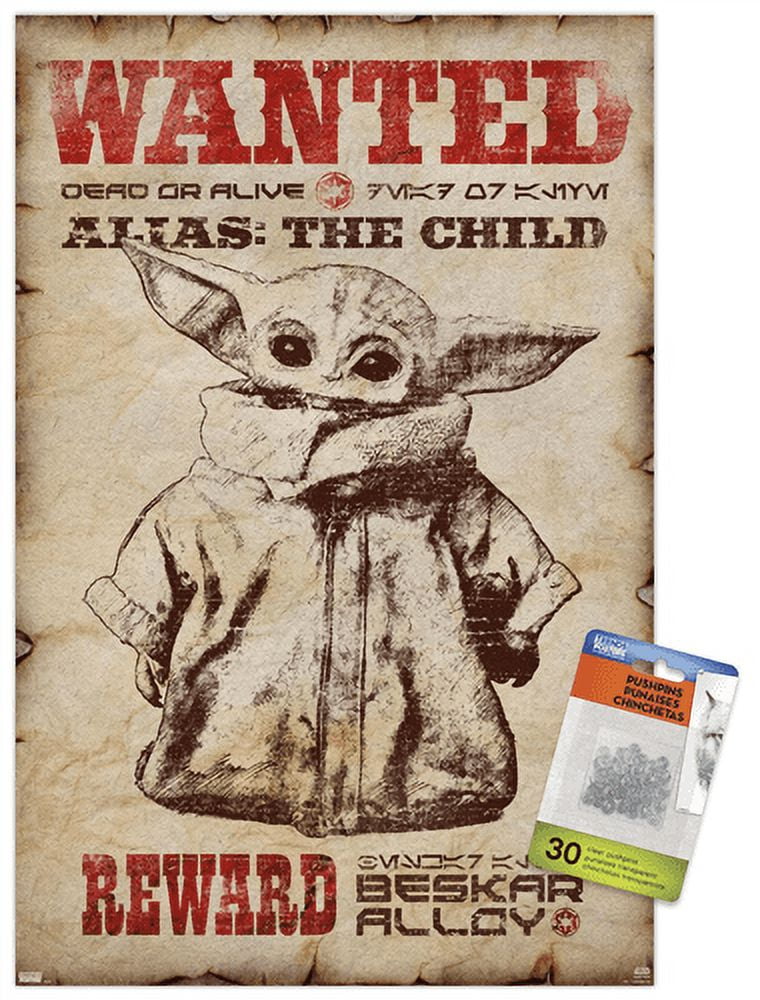 Star Wars: The Mandalorian - Wanted Wall Poster with Push Pins, 14.725 ...