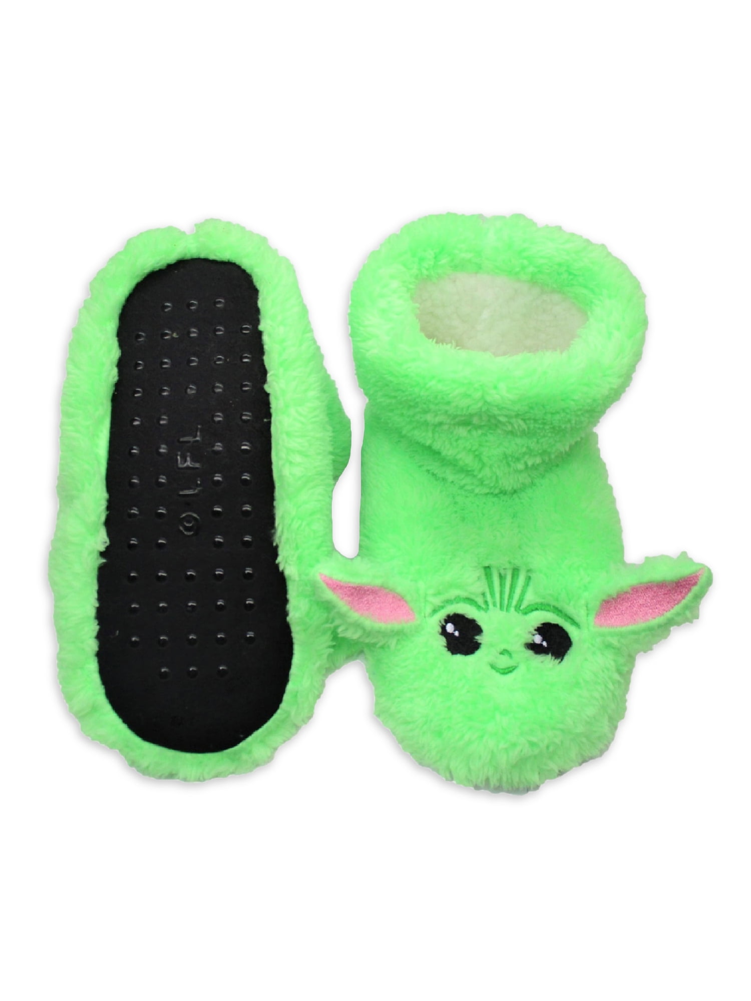Star Wars Mandalorian Fuzzy Baby Yoda Grogu Women's Plush Bootie Slipper Socks, Adult Sizes S/M ...