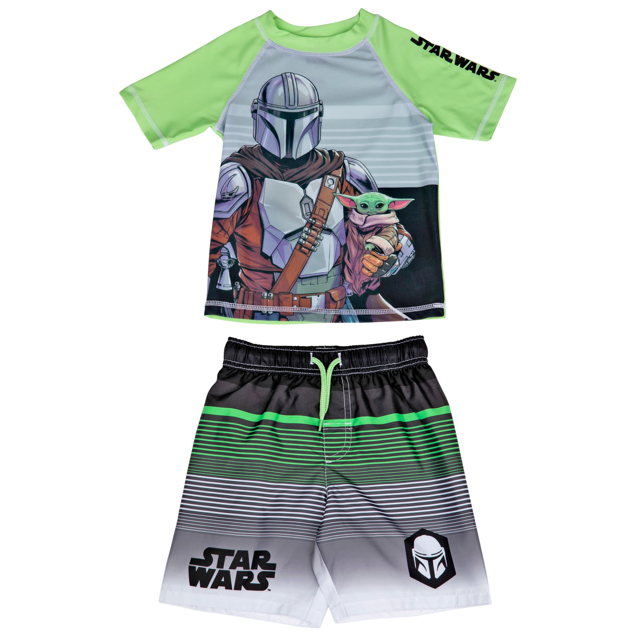 Star Wars The Mandalorian and Grogu Youth Swim Trunks and Rashguard Set ...