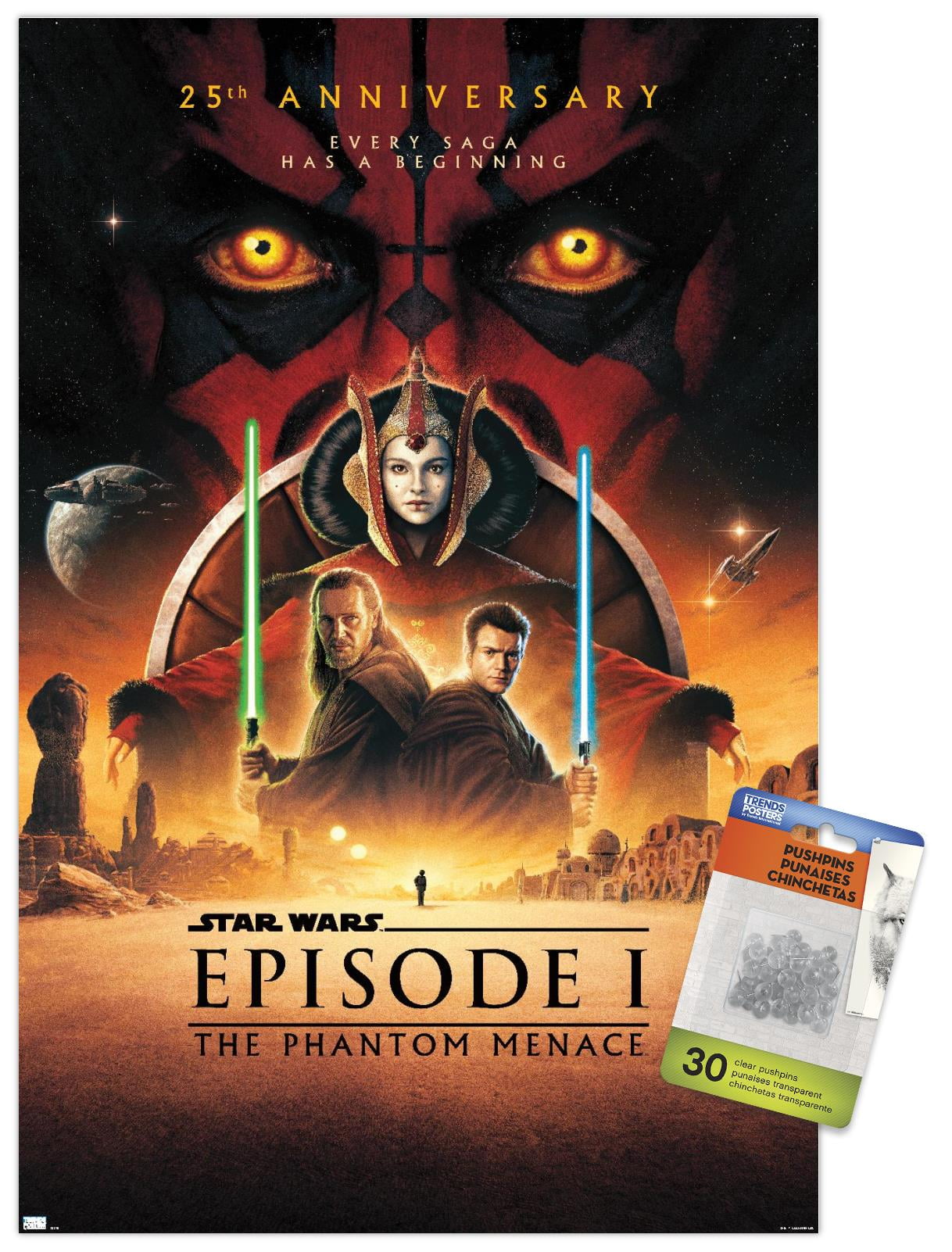 Star Wars: The Phantom Menace - 25th Anniversary One Sheet Wall Poster ...