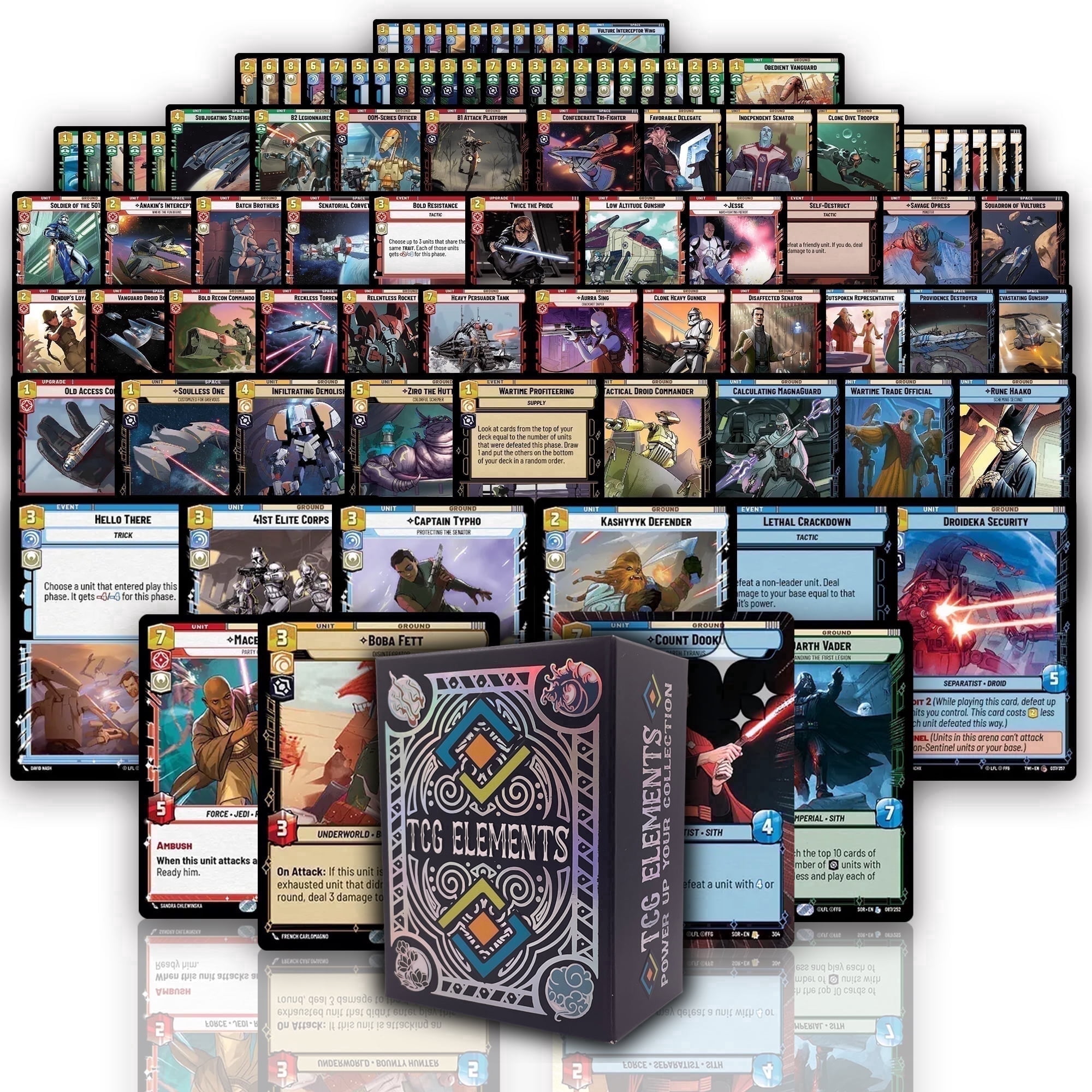 TCG Elements Star Wars Unlimited 100+ Card Bundle, 100 Common/Uncommon ...