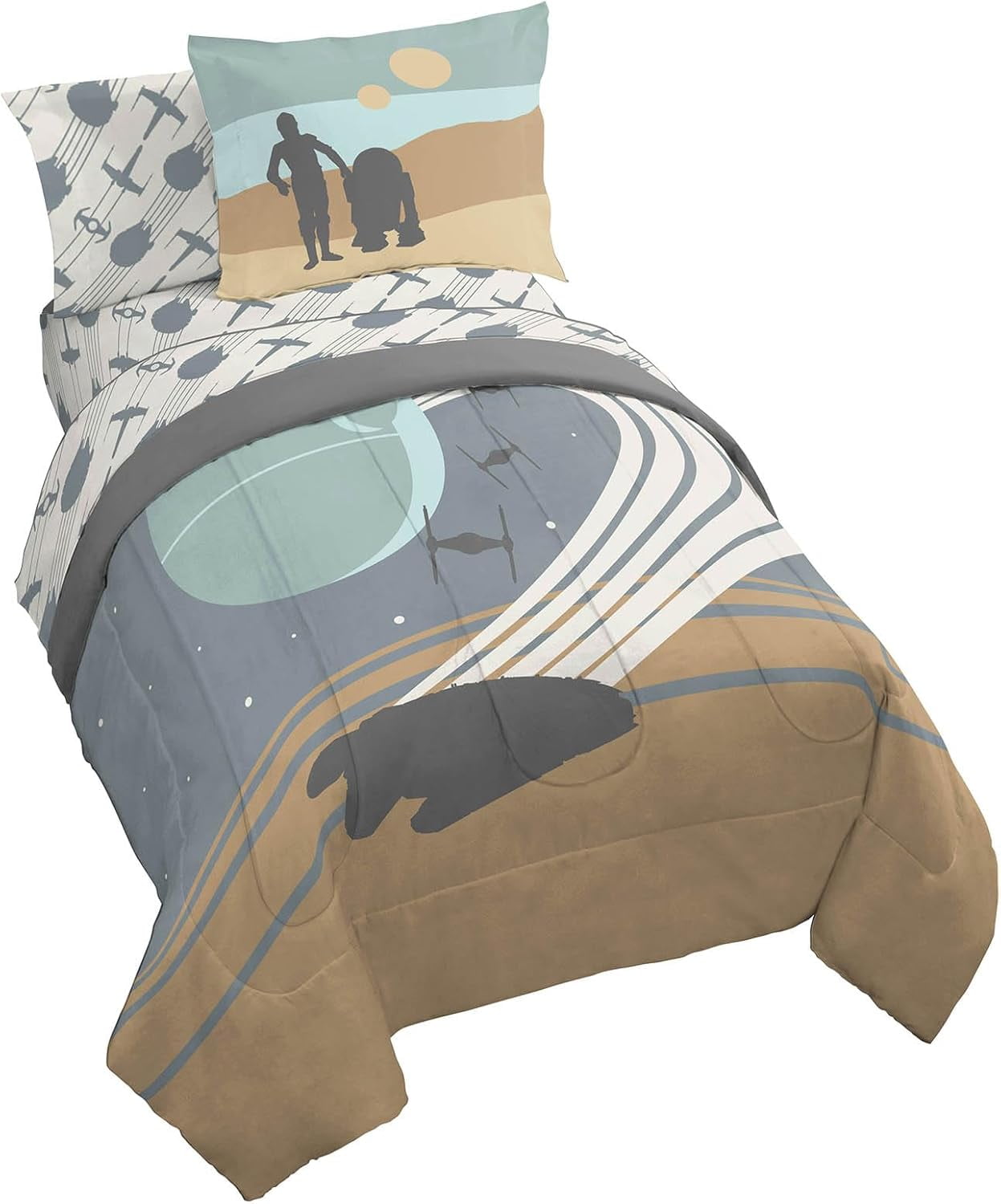 Star Wars Twin Size Comforter Set - 5 Piece Bedding with Sheet Set and ...