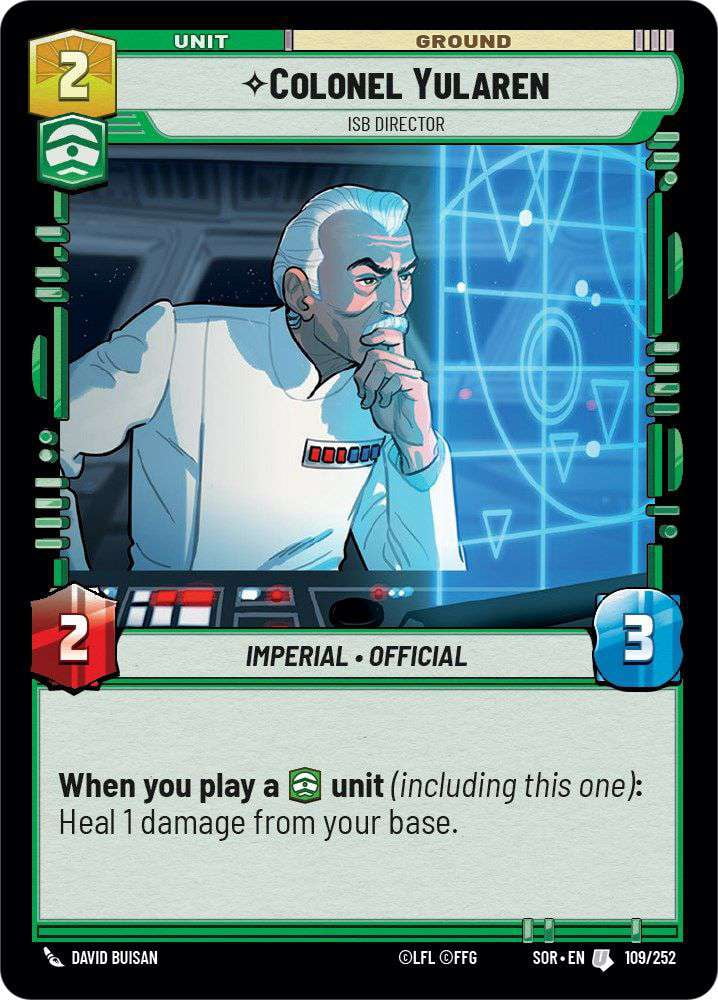 Star Wars: Unlimited Spark of Rebellion Uncommon Colonel Yularen - ISB ...