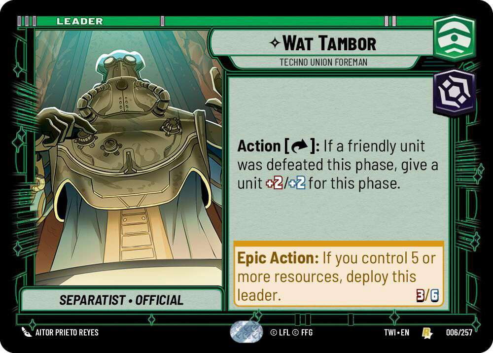 Star Wars: Unlimited Twilight of the Republic Rare Wat Tambor - Techno ...