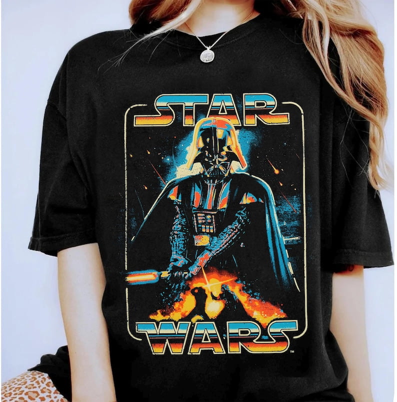Star Wars Vintage Darth Vader vs Luke Skywalker T-Shirt, Star Wars ...