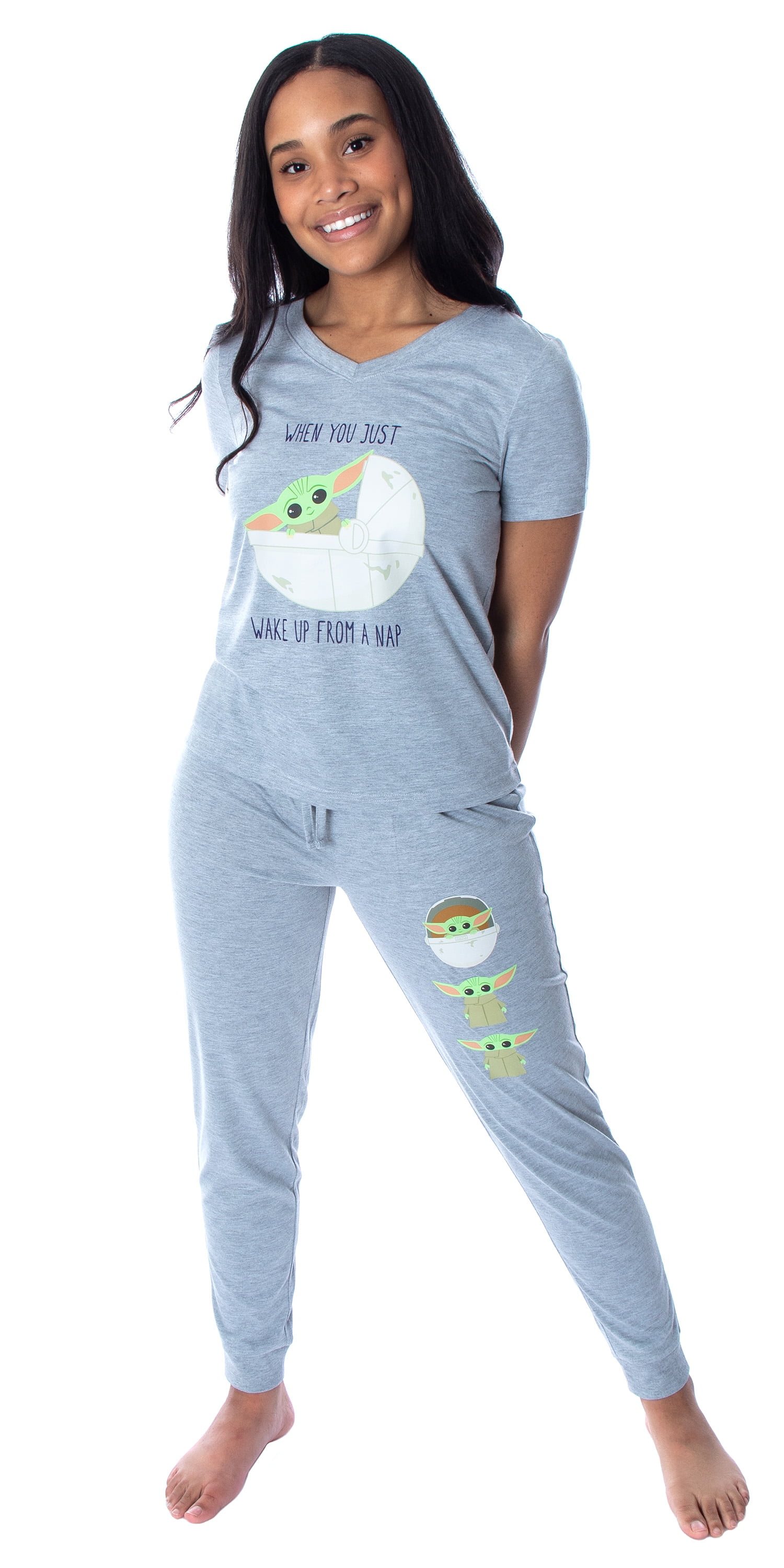 Star Wars Women's The Mandalorian Baby Yoda Shirt and Jogger Pants ...