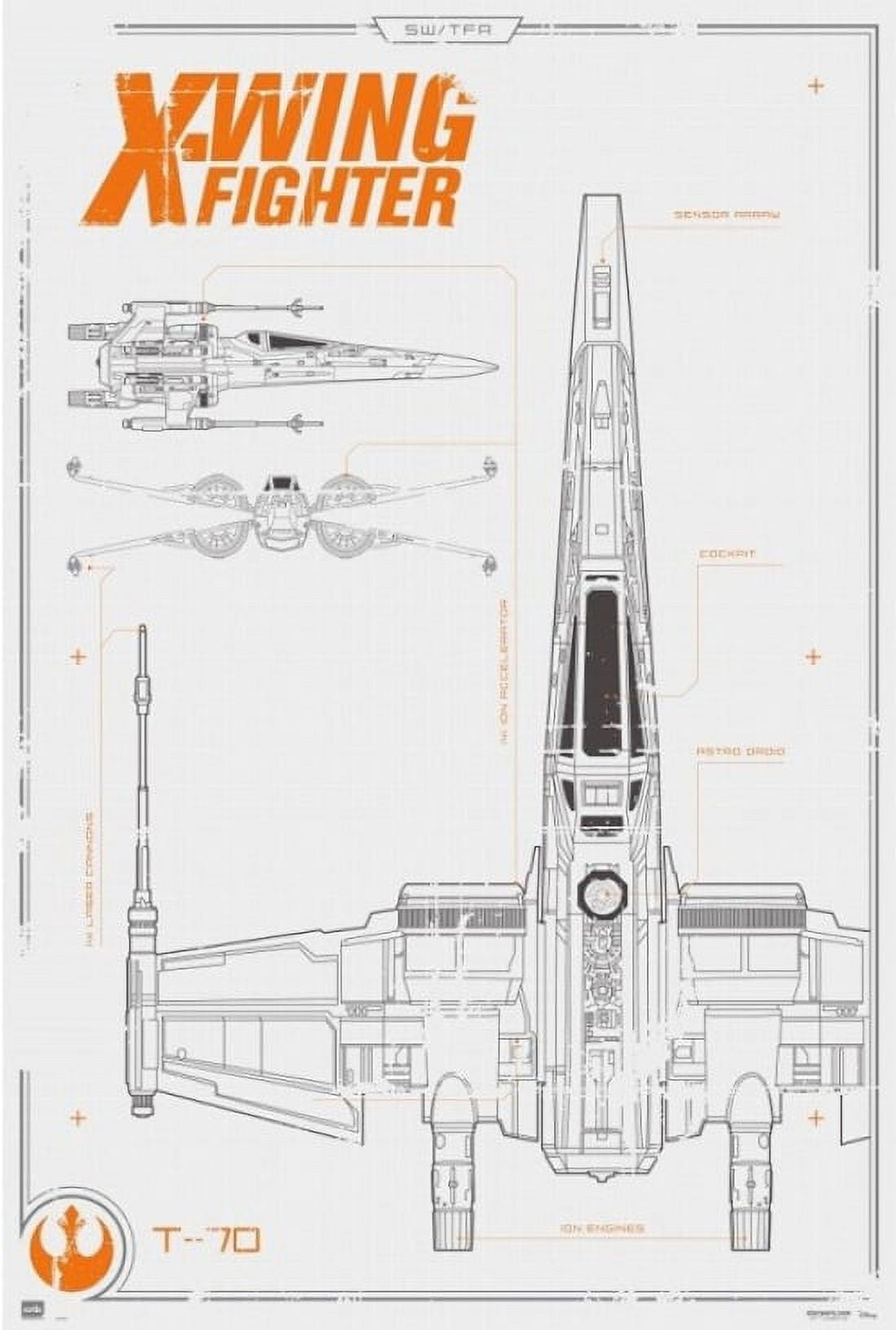 Star Wars X-Wing Blueprint Poster (24 x 36) - Walmart.com