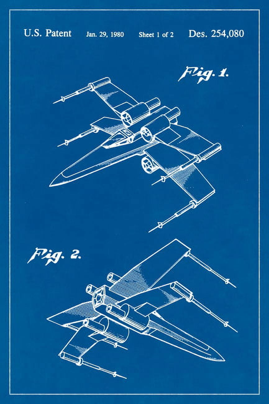 Star Wars X-Wing Fighter Blueprint Art Poster - Walmart.com