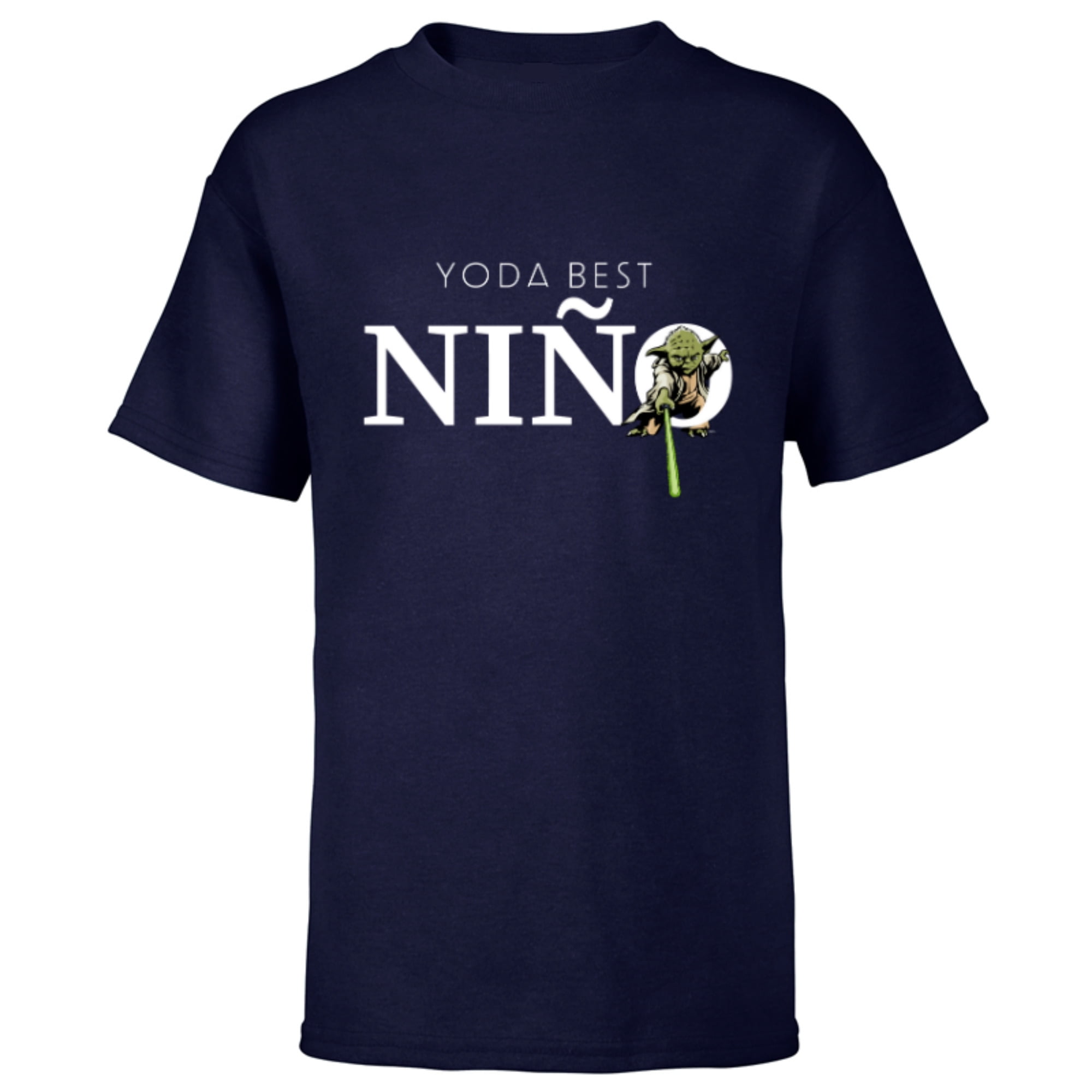 Star Wars Yoda Best Niño Lightsaber Gift Familia Spanish- Short Sleeve ...