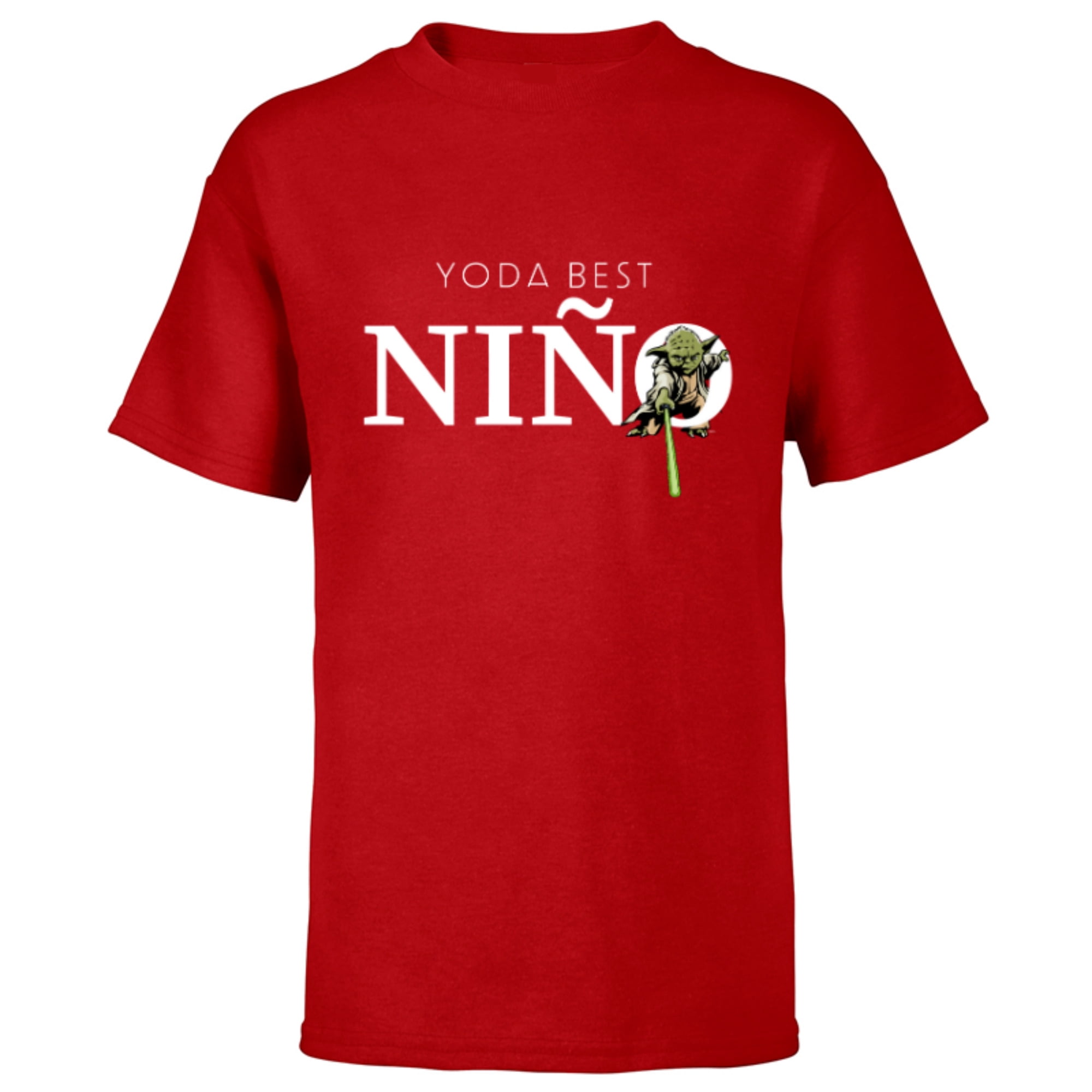 Star Wars Yoda Best Niño Lightsaber Gift Familia Spanish- Short Sleeve ...