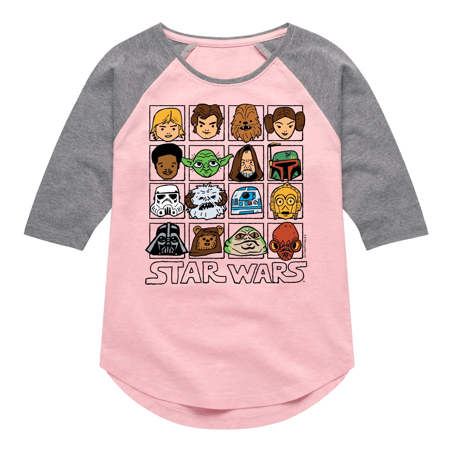 Star Wars - Yoda and Friends Face Grid - Toddler And Youth Girls Shirt ...