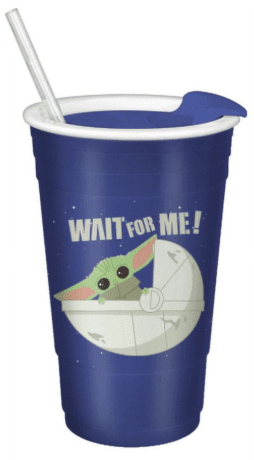 Star Wars the Mandalorian Baby Yoda Wait for Me 32oz Plastic Tumbler ...