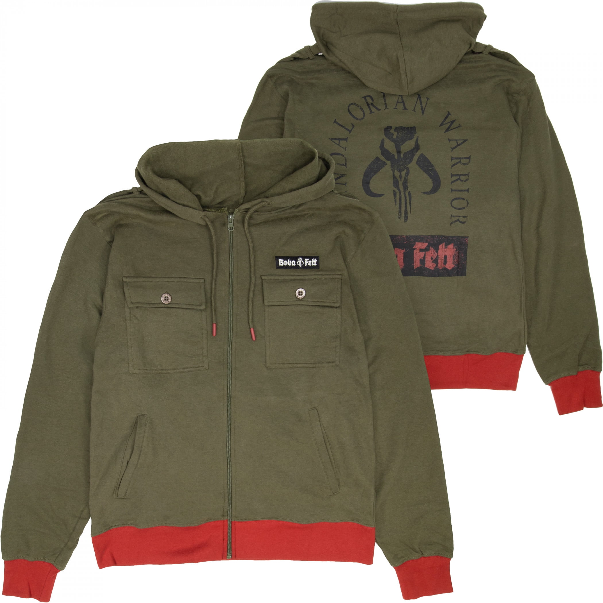Star Wars the Mandalorian Boba Fett Patch Jacket Hoodie-Medium ...