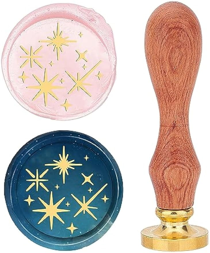 Star Wax Seal Stamp 25mm Sealing Wax Stamps Retro Rosewood Handle Removable Brass Head for ...