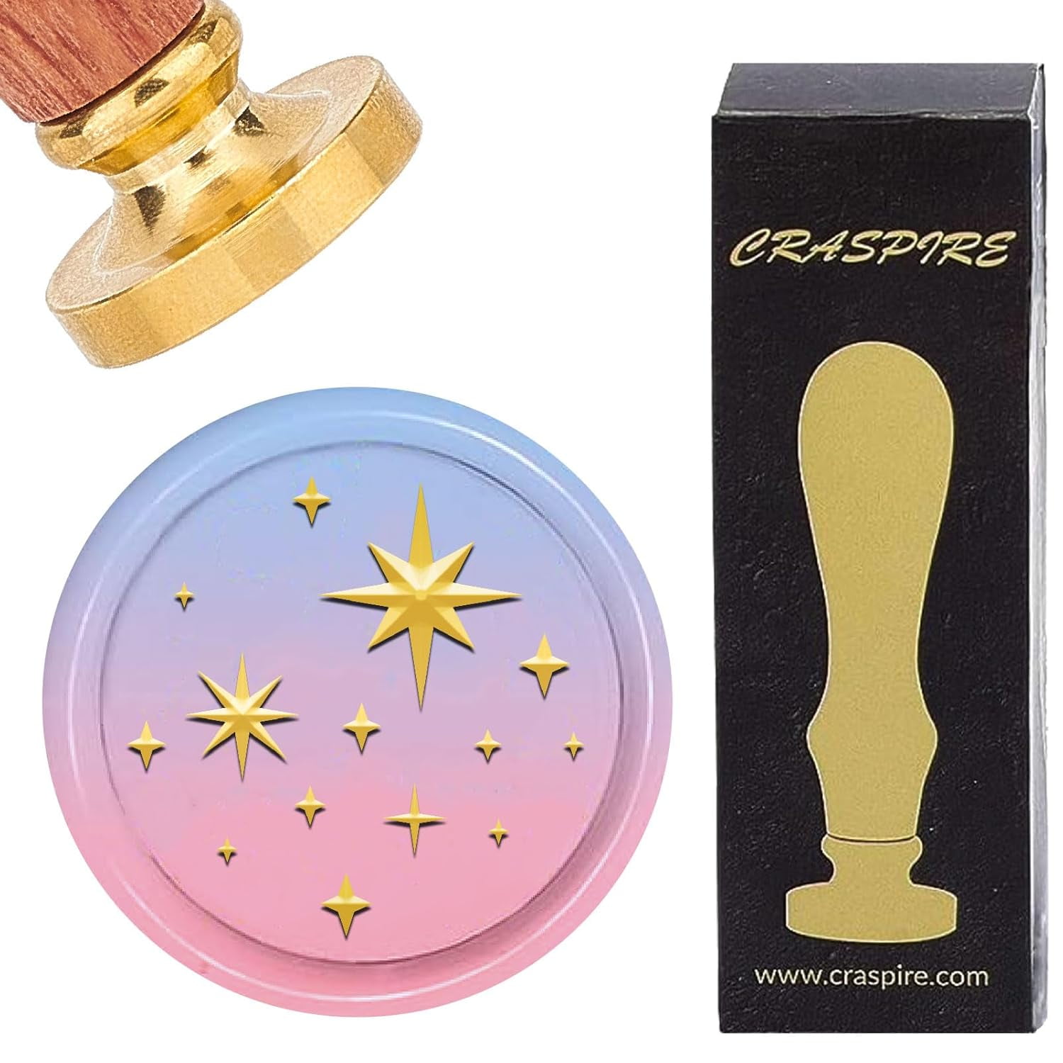Star Wax Seal Stamps Shiny Six-Pointed Star Vintage Removable Brass ...
