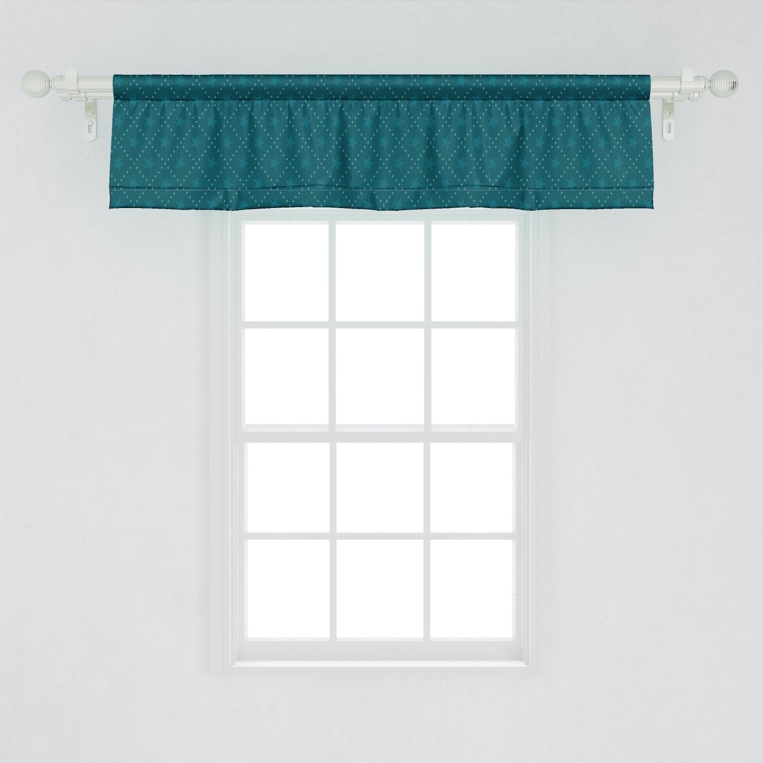 Star Window Valance Pack of 2, Abstract Ornament Symmetrical Repetitive ...