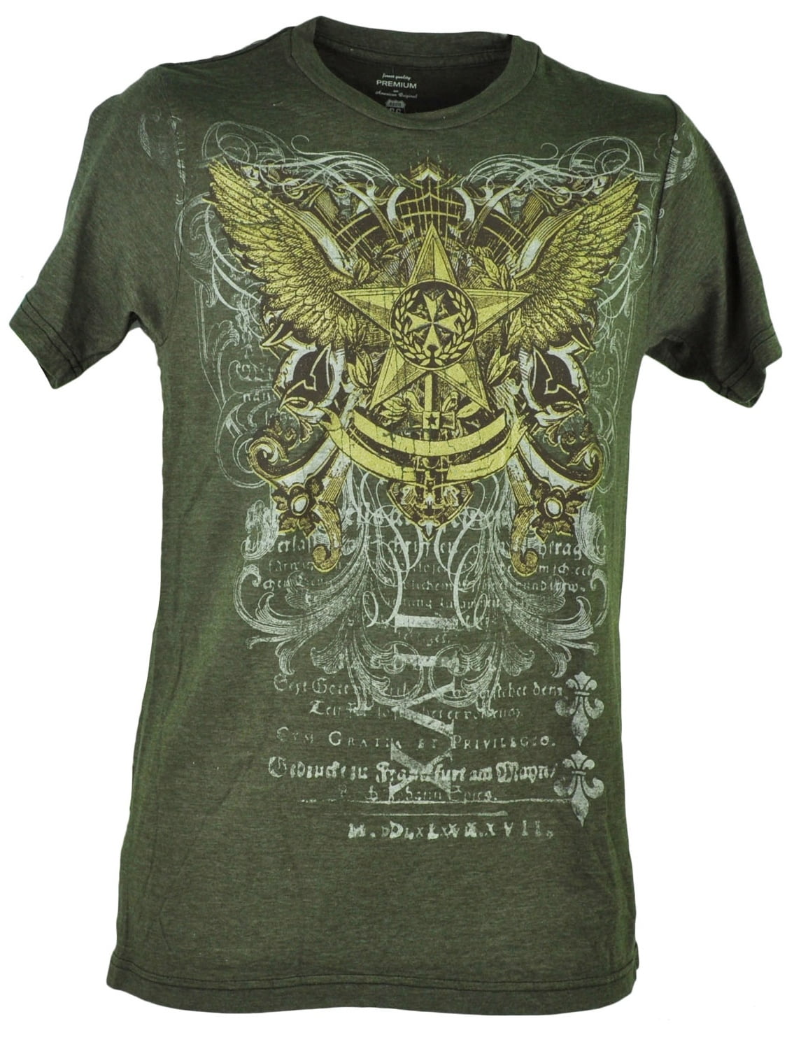 Star Wings Graphic Design Heather Olive Green Gold Tshirt Mens Adult ...