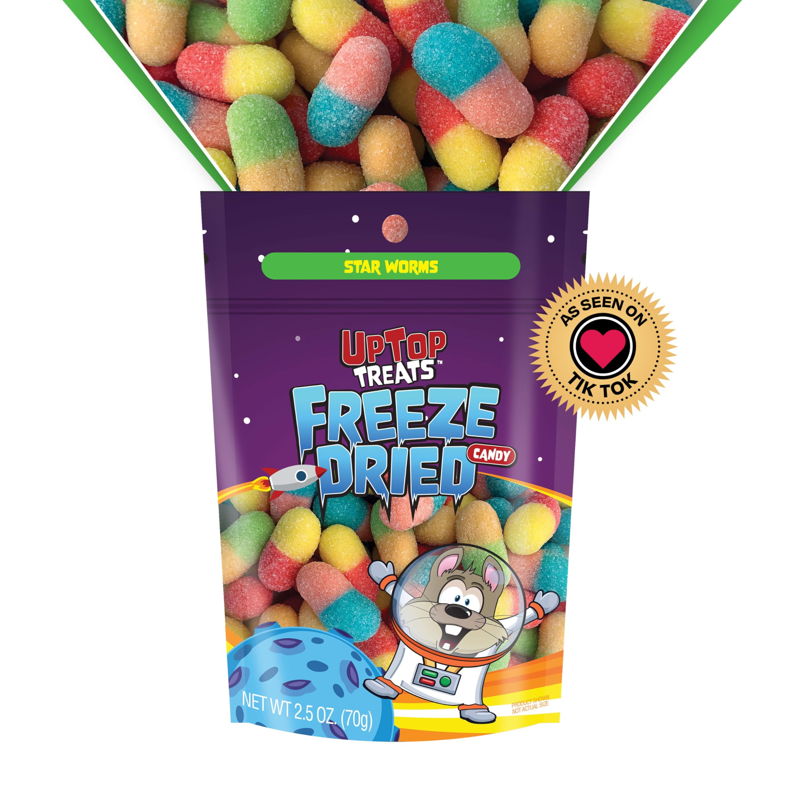 Star Worms - UpTop KEF16 Treats Freeze Dried Candy, Crunchy Sour Gummy ...