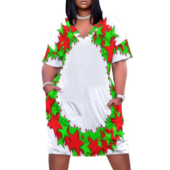 Star Wreath Christmas Holiday Decoration Loose Pocket Dress Dresses ...