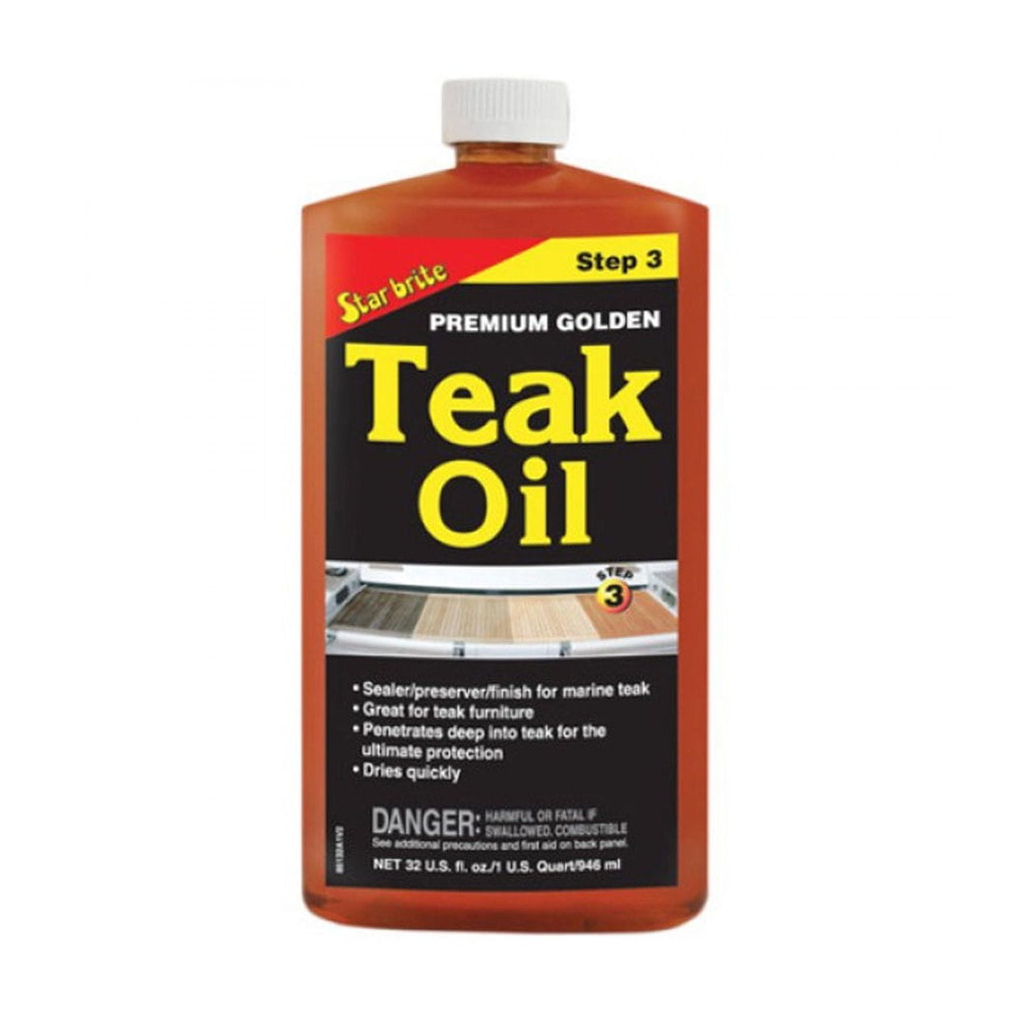 Star brite, Premium Golden Teak Oil, 32 oz, Marine Teak Protector ...