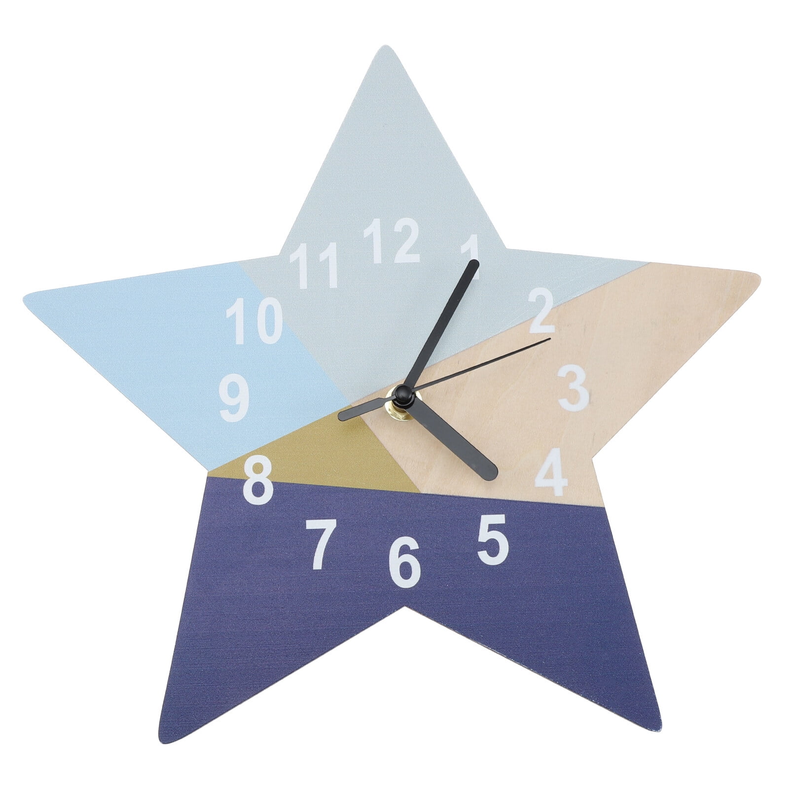 Homoyoyo Blue Star Hanging Mute Wall Clock Modern Geometric Design Home ...