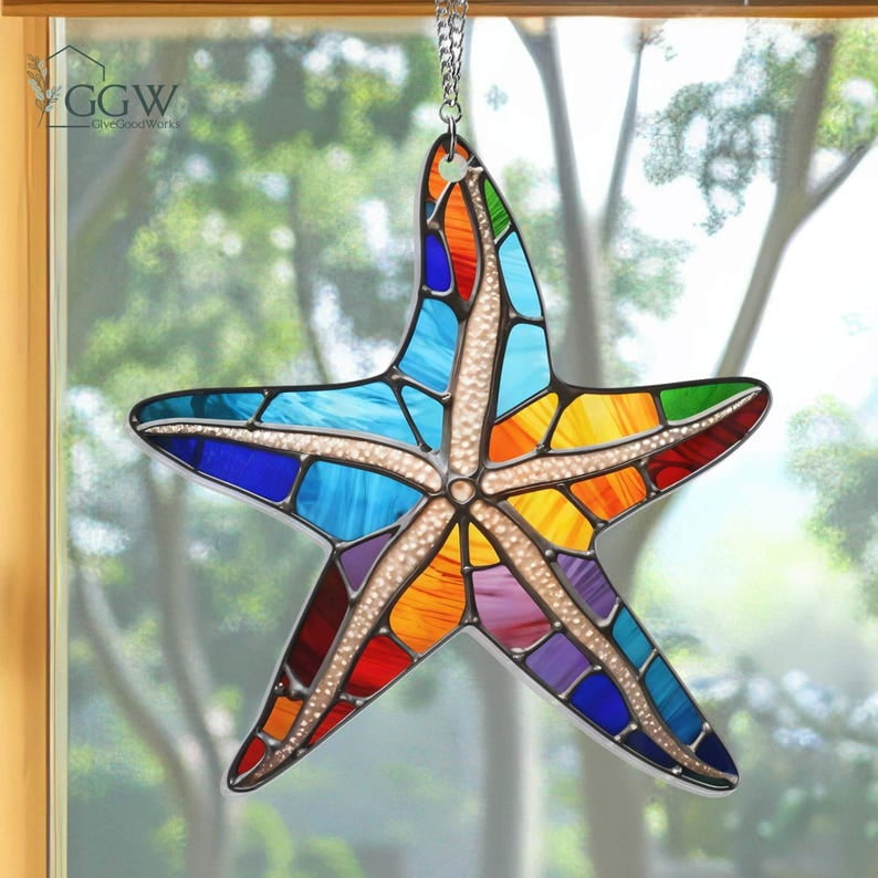 Star fish Beach Decor Coastal Ocean Suncatcher Window Hangings, Coastal ...