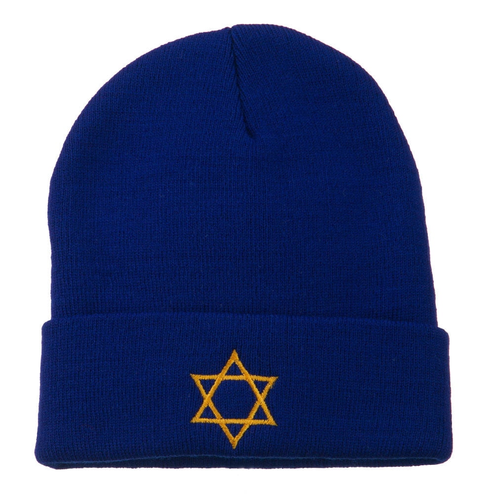 Star of David Embroidered Long Beanie - Royal OSFM - Walmart.com