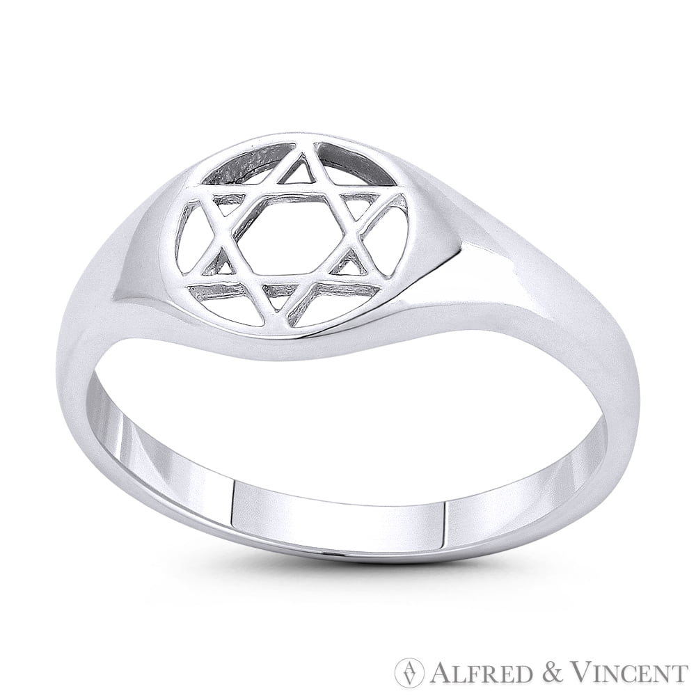 Star of David Jewish Emblem Religious Symbol Right-Hand Stackable Ring ...