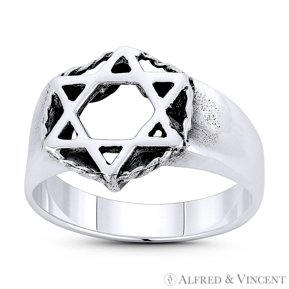 Star of David Jewish Emblem Religious Symbol Right-Hand Stackable Ring ...