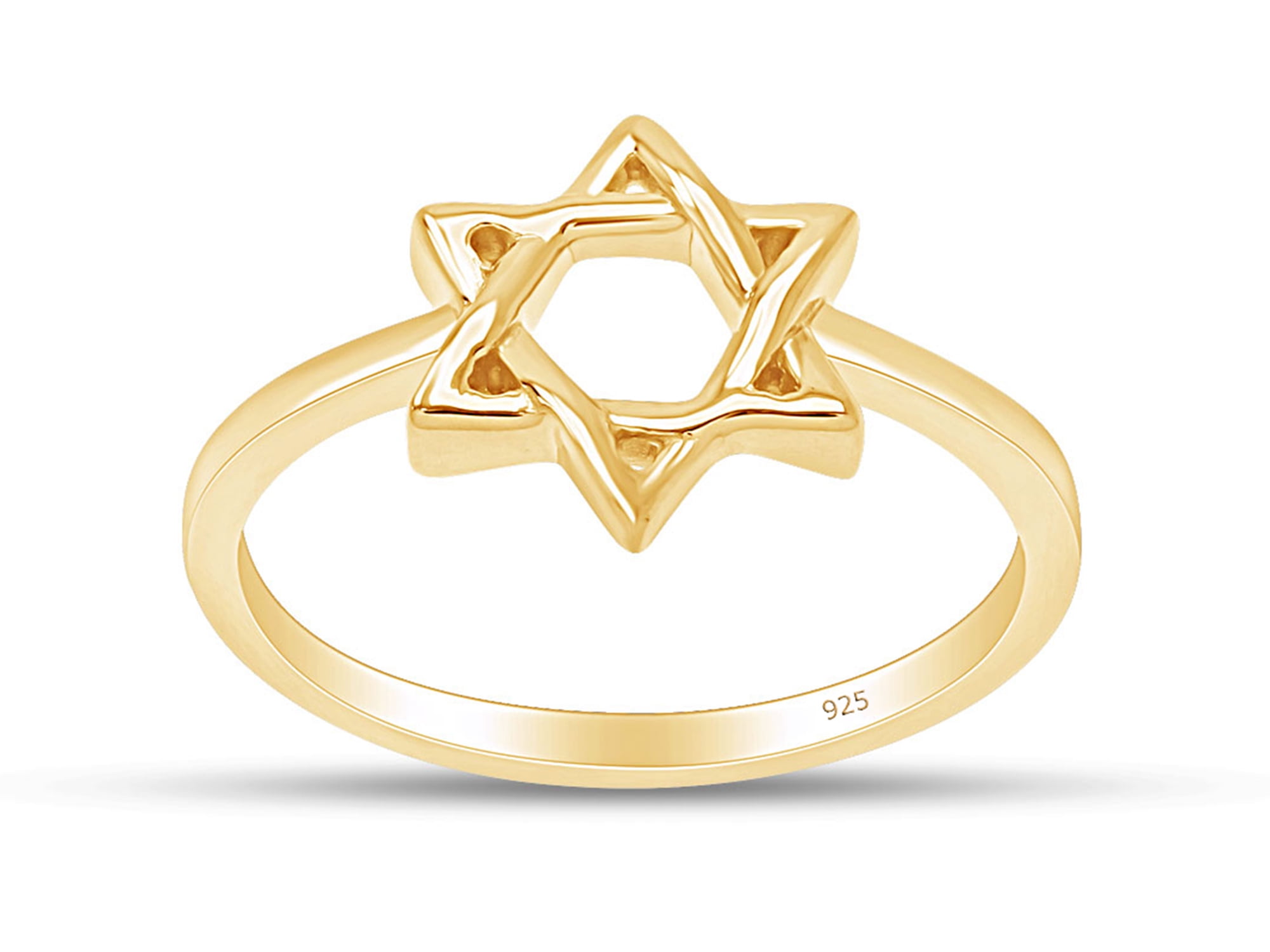 Star of David Jewish Magen Hebrew Shield 14K Yellow Gold Plated 925 ...