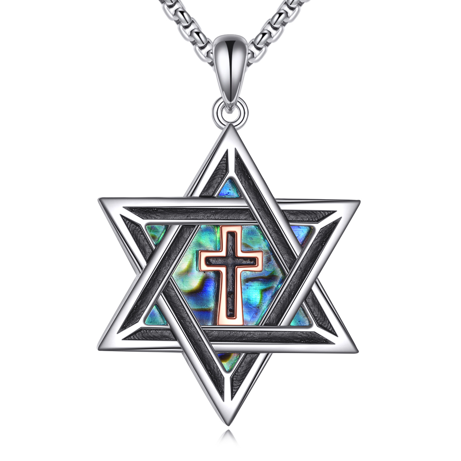 Star of David Necklace Sterling Silver Abalone Shell Star of David ...