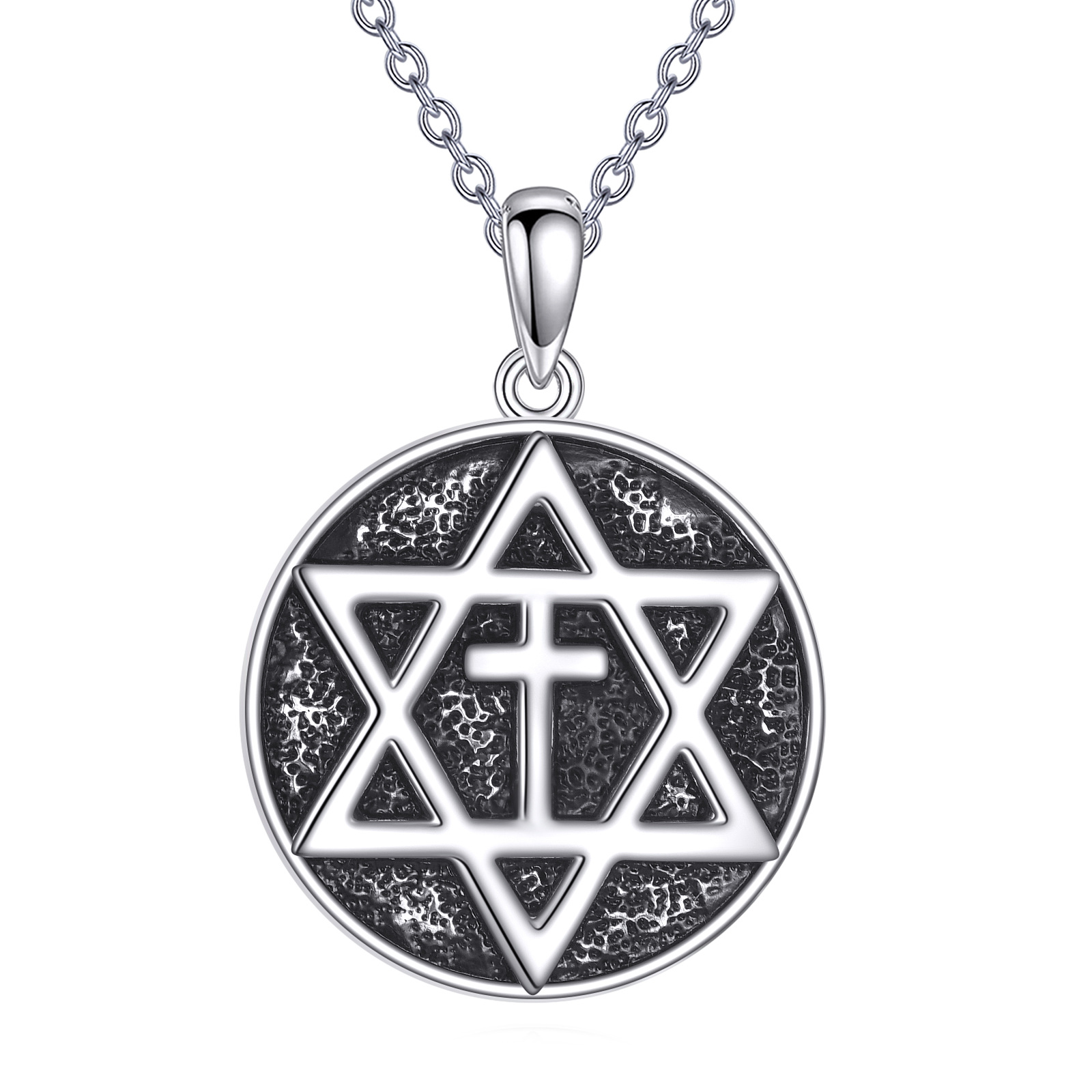 Star of David Necklace Sterling Silver Cross Pendant Jewish Jewelry ...