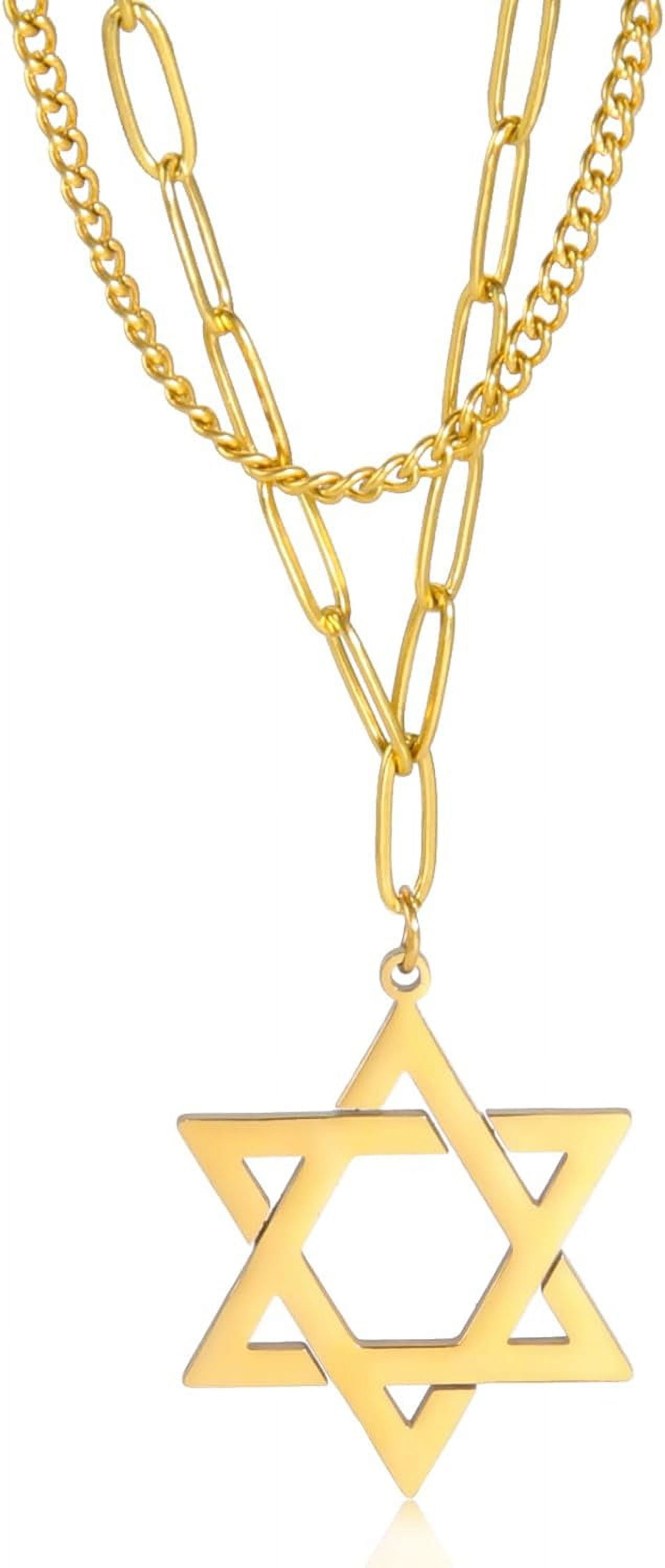 Star of David Pendant Necklace Jewish Magen Amulet Stainless Steel ...