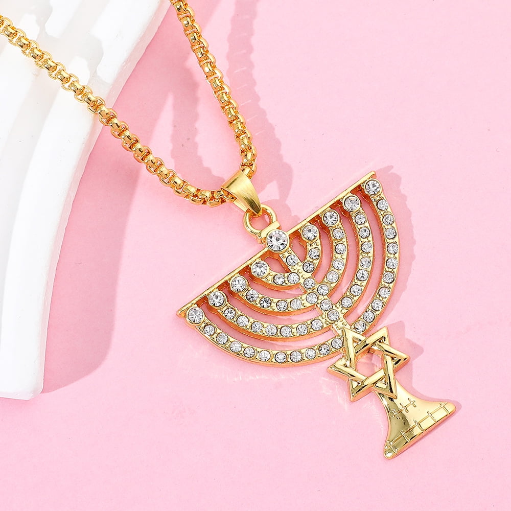 Star of David Pendant Necklace Women Men 14K Yellow Gold Classic Six ...
