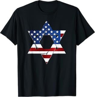 Star of David Red White and Blue Jewish American Pride T-Shirt ...