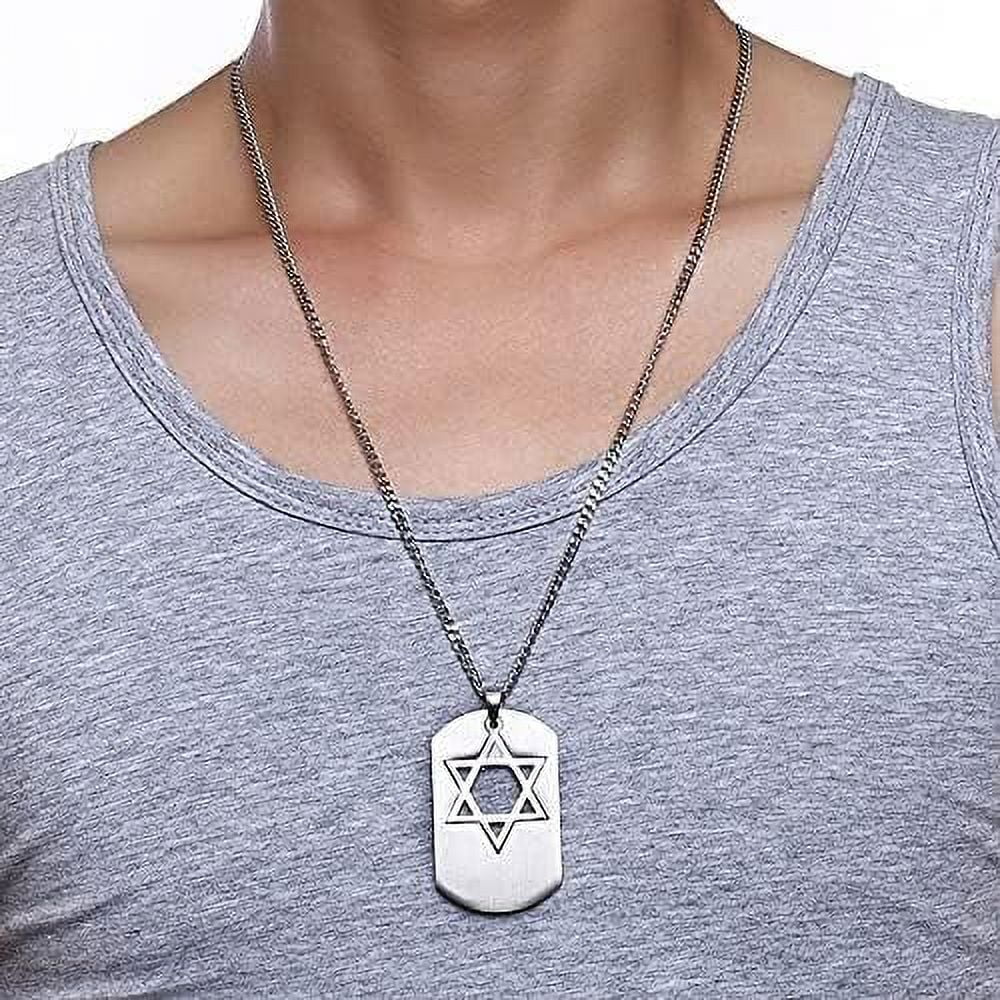 Star of David Shield Necklace Men,Six Pointed Star Estrella De David Amulet Necklace for Men ...