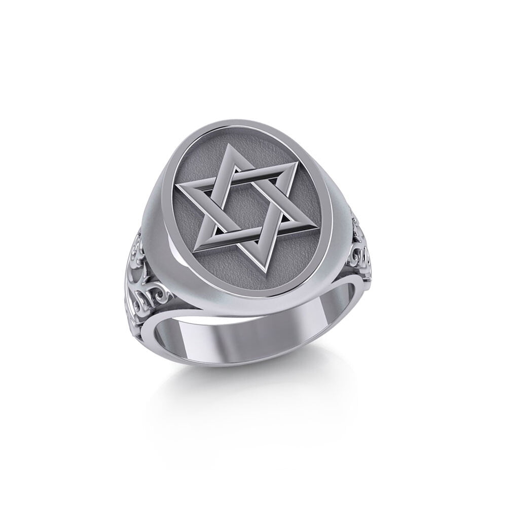 Star of David Signet Ring 925 Sterling Silver Fine Jewish Faith Men's ...