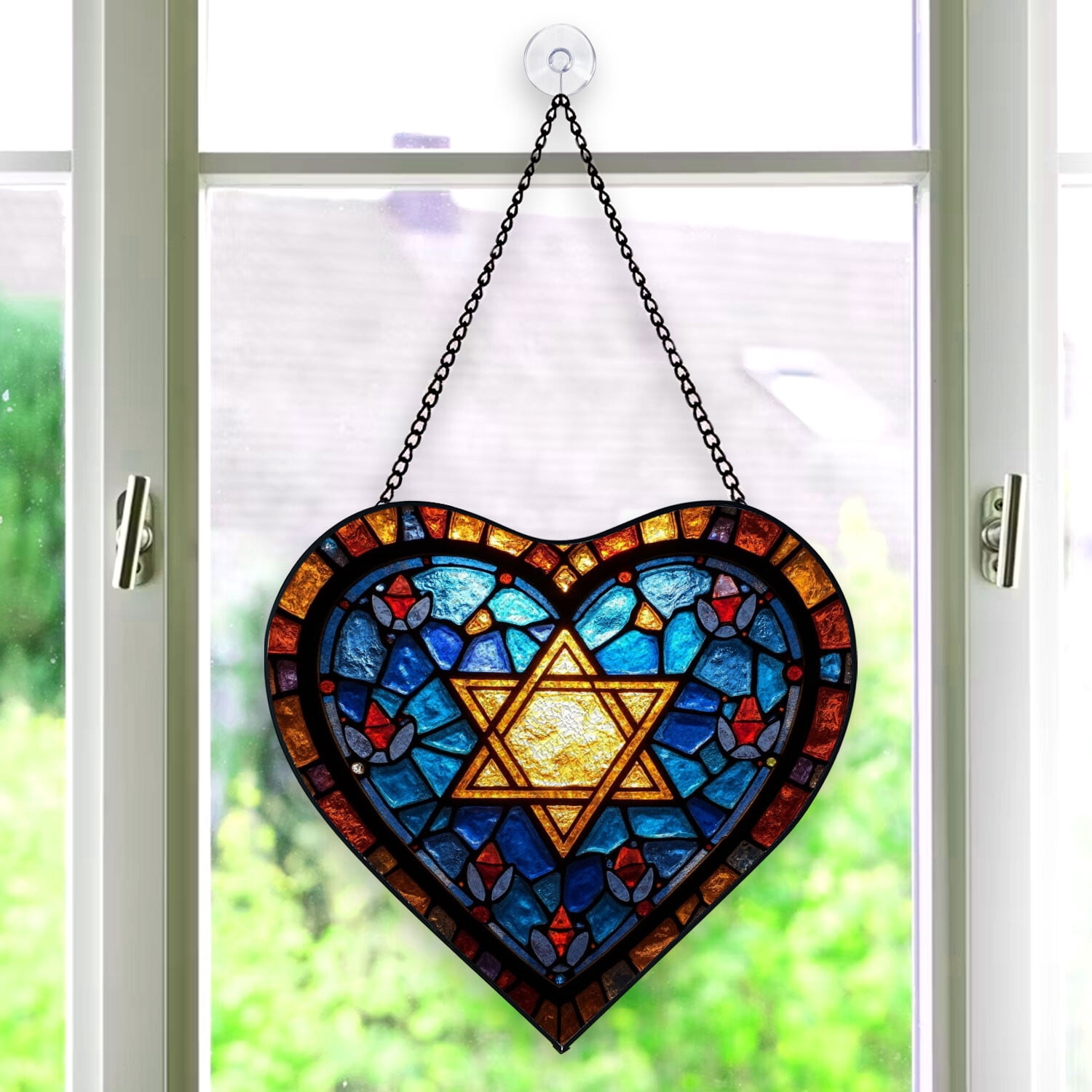 Star of David Window Hanging Stained Glass Chirstmas, Star of David ...