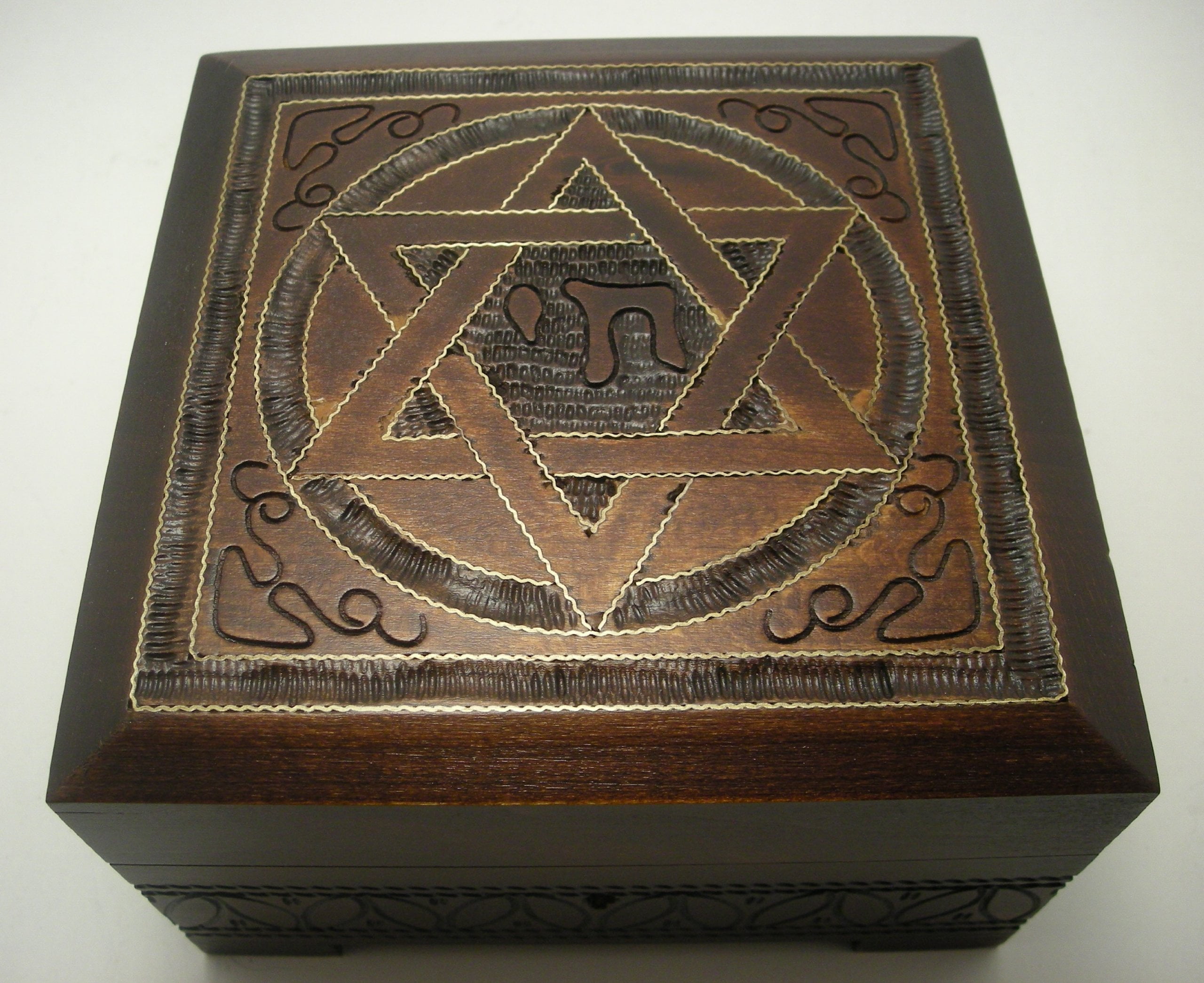 Star of David Wood Keepsake Box Judaica Handmade Box with Lock and key ...