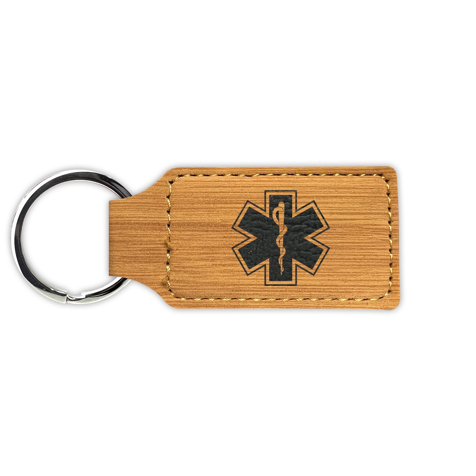 Star of Life Keychain Leatherette Rectangle - Laser Engraved - Many ...